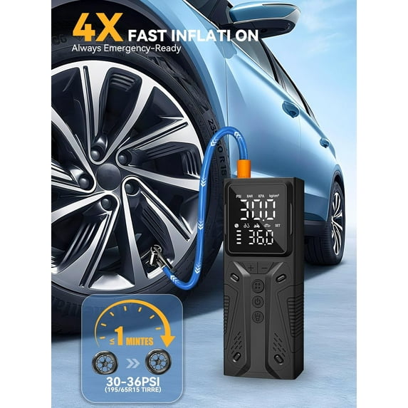 Tire Inflator Portable Air Compressor, High-Speed 150PSI Cordless Air Pump for Car Tires with ...