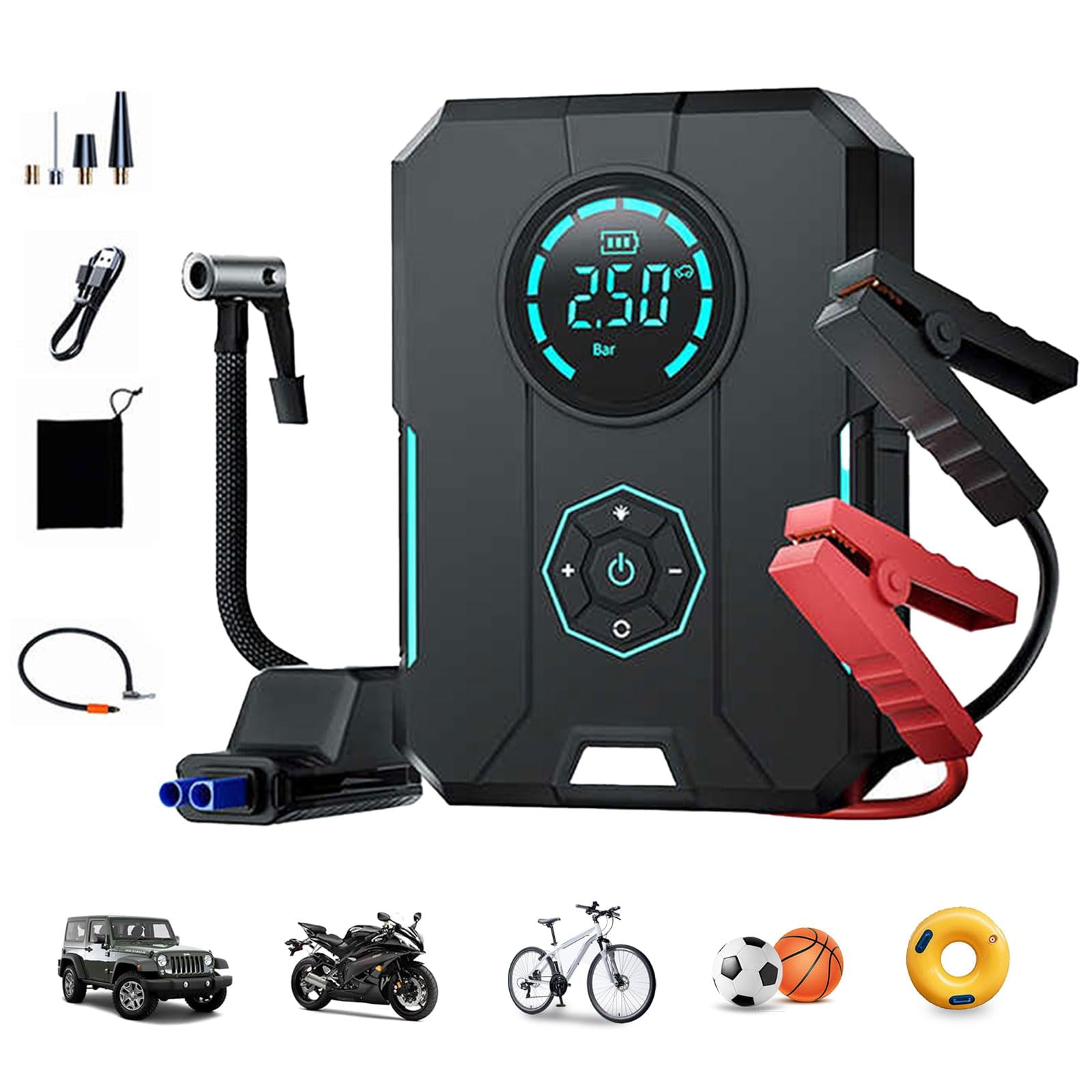 Tire Inflator Portable Air Compressor with Jump Starter,14.8 Portable ...