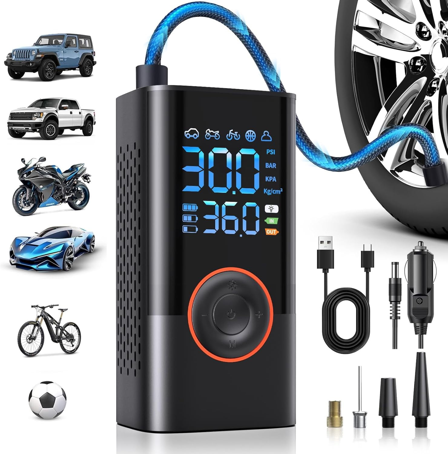 Tire Inflator Portable Air Compressor Portable Cordless Mini Air Pump ...