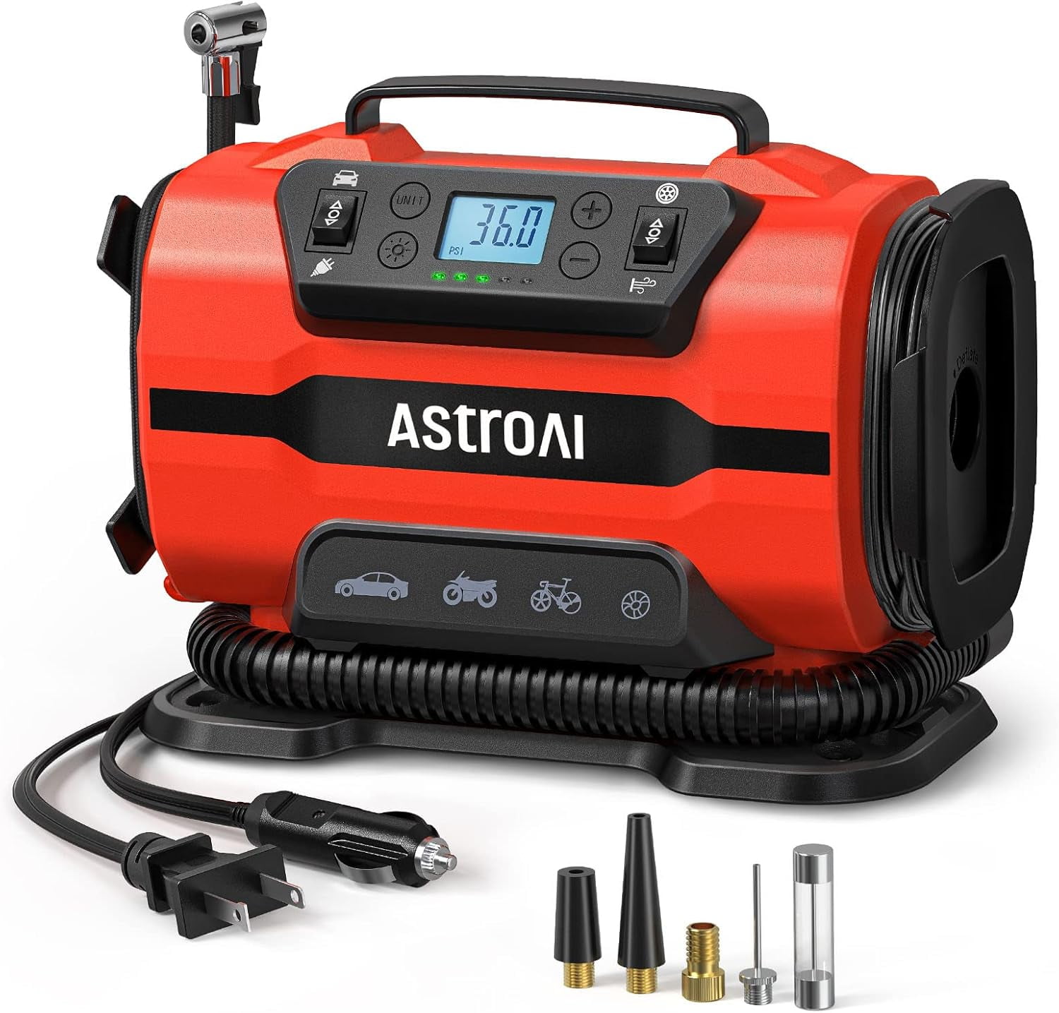 Tire Inflator Portable Air Compressor Pump 150PSI 12V DC/110V AC with ...