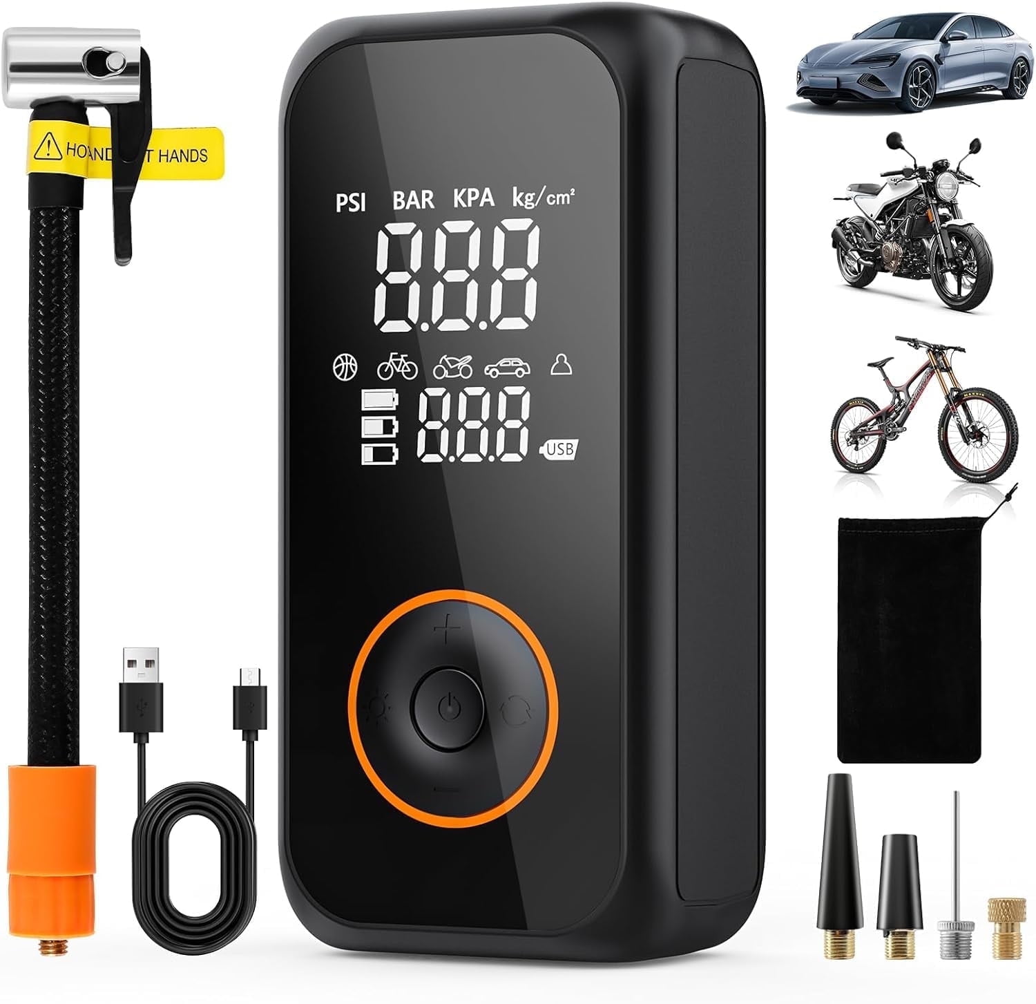 Tire Inflator Portable air compressor,6000mAH,150PSI cordless electric ...