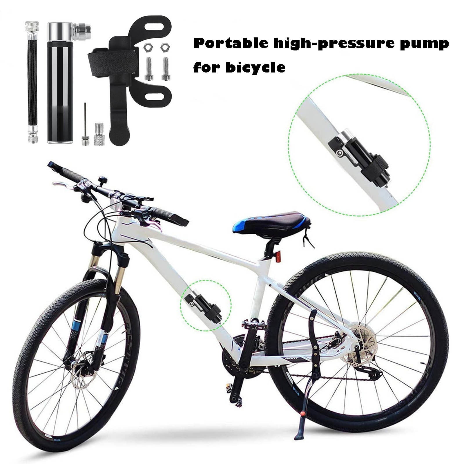 Tire Inflator Pressure Pump, Portable Bike Inflator, Quick Release ...