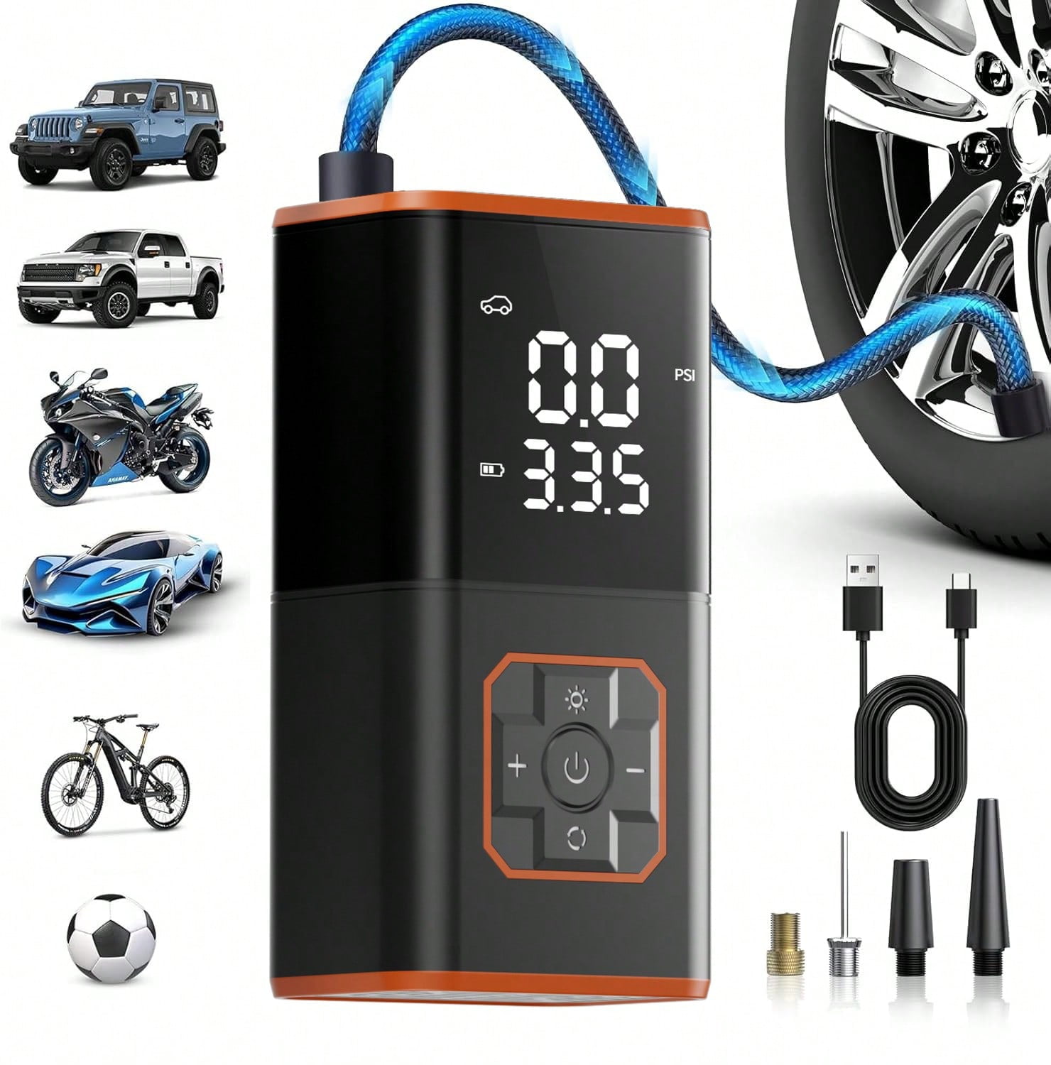 Tire Inflators, Portable Air Compressors - Car Tire Cordless Air Pump ...