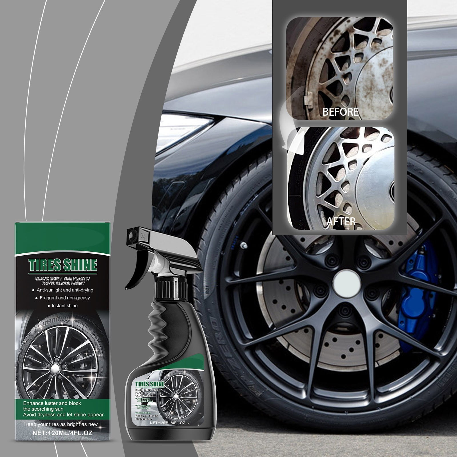 Tire Kicker Sprayable Extra Glossy Tire Shine (Works on Rubber, Vinyl & Plastic), Great for Cars ...