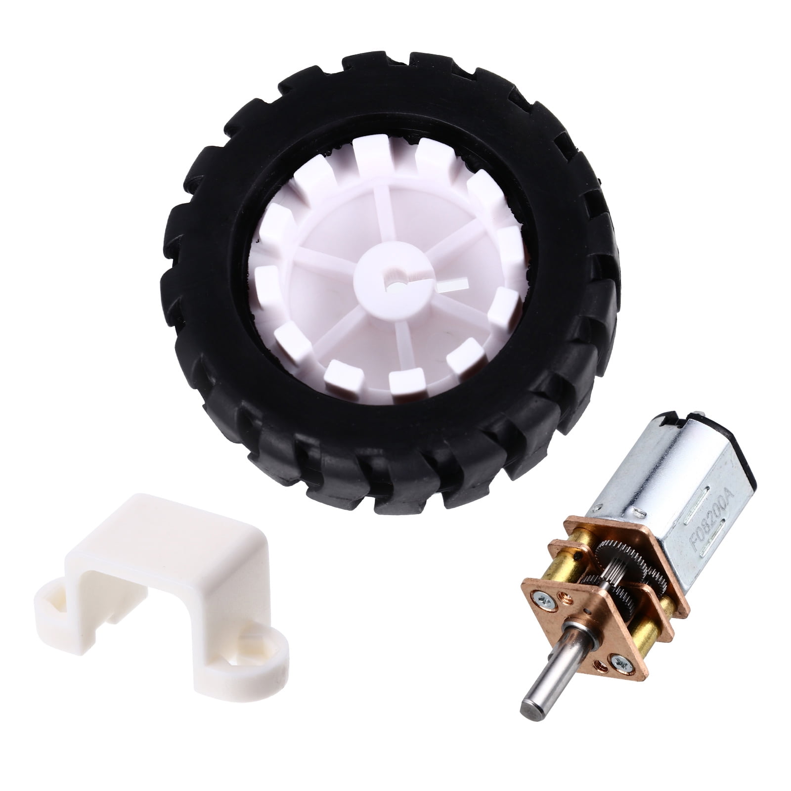 FRCOLOR 1 Set Mini Gear Box Motor with Rubber Tire and Reduction ...