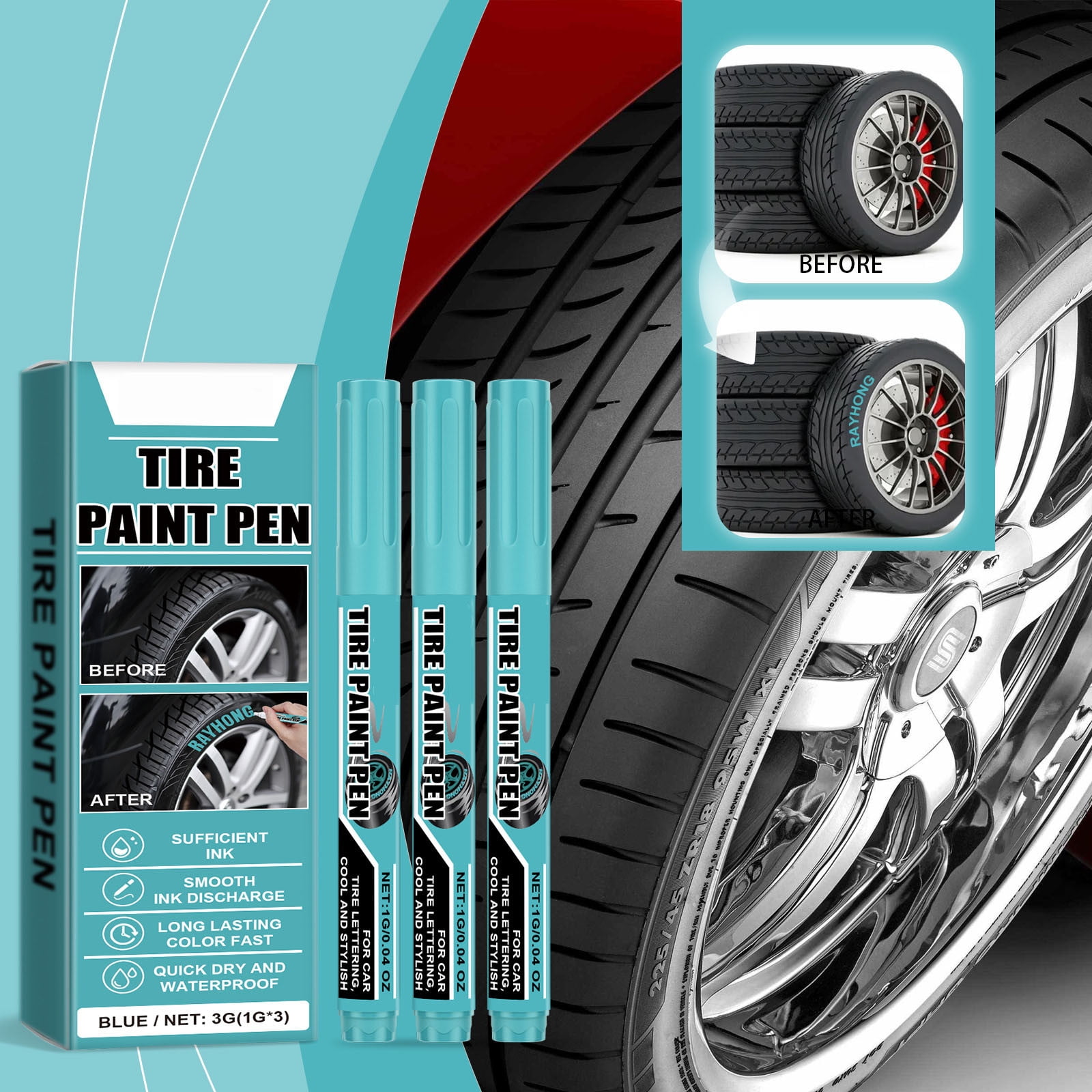 Tire Paint Marker for Car Tire Lettering - 3 Pack - Permanent Tire ...