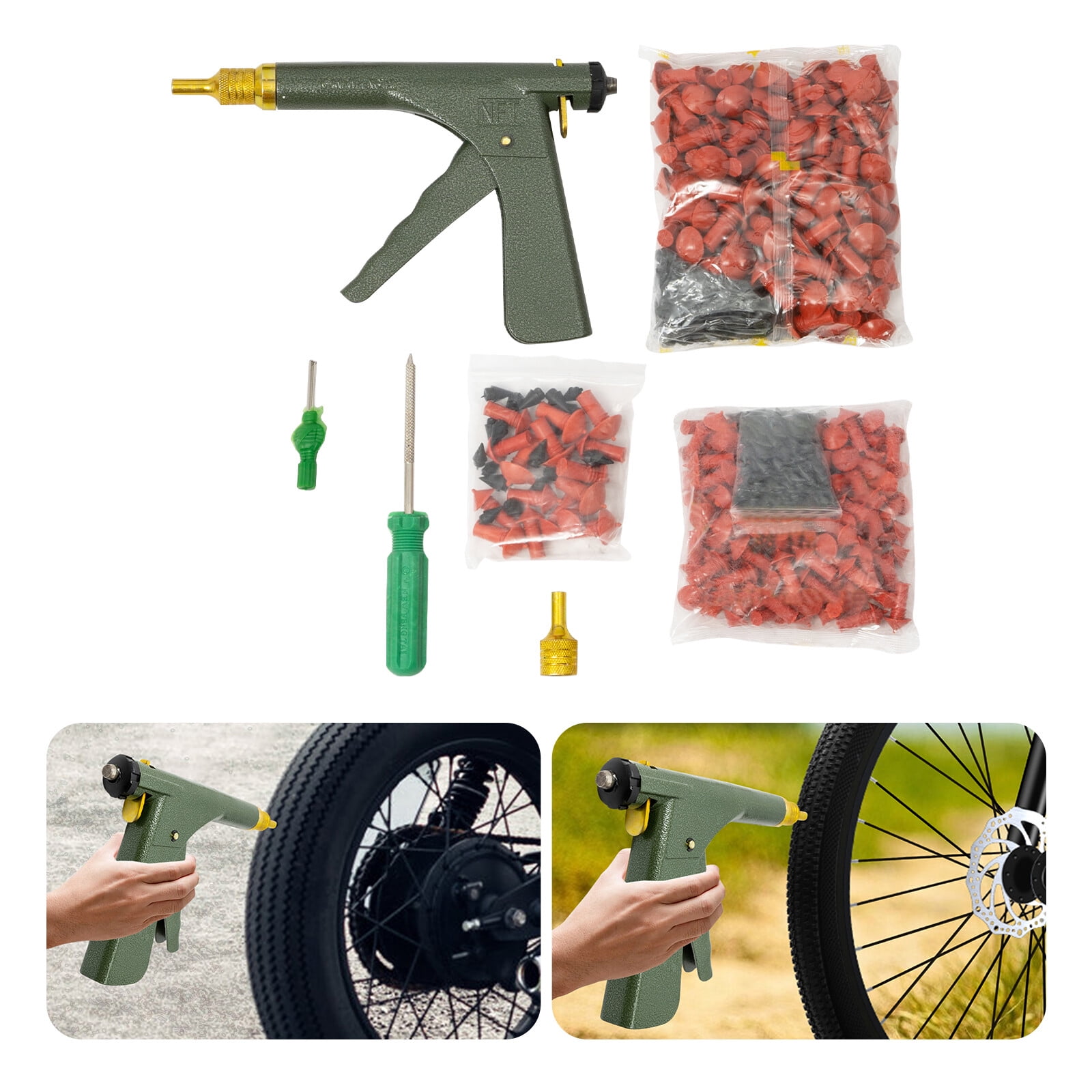 Tire Plugger Tubeless Tire Wheel Repair Gun Kit Mushroom Plug Probe ...