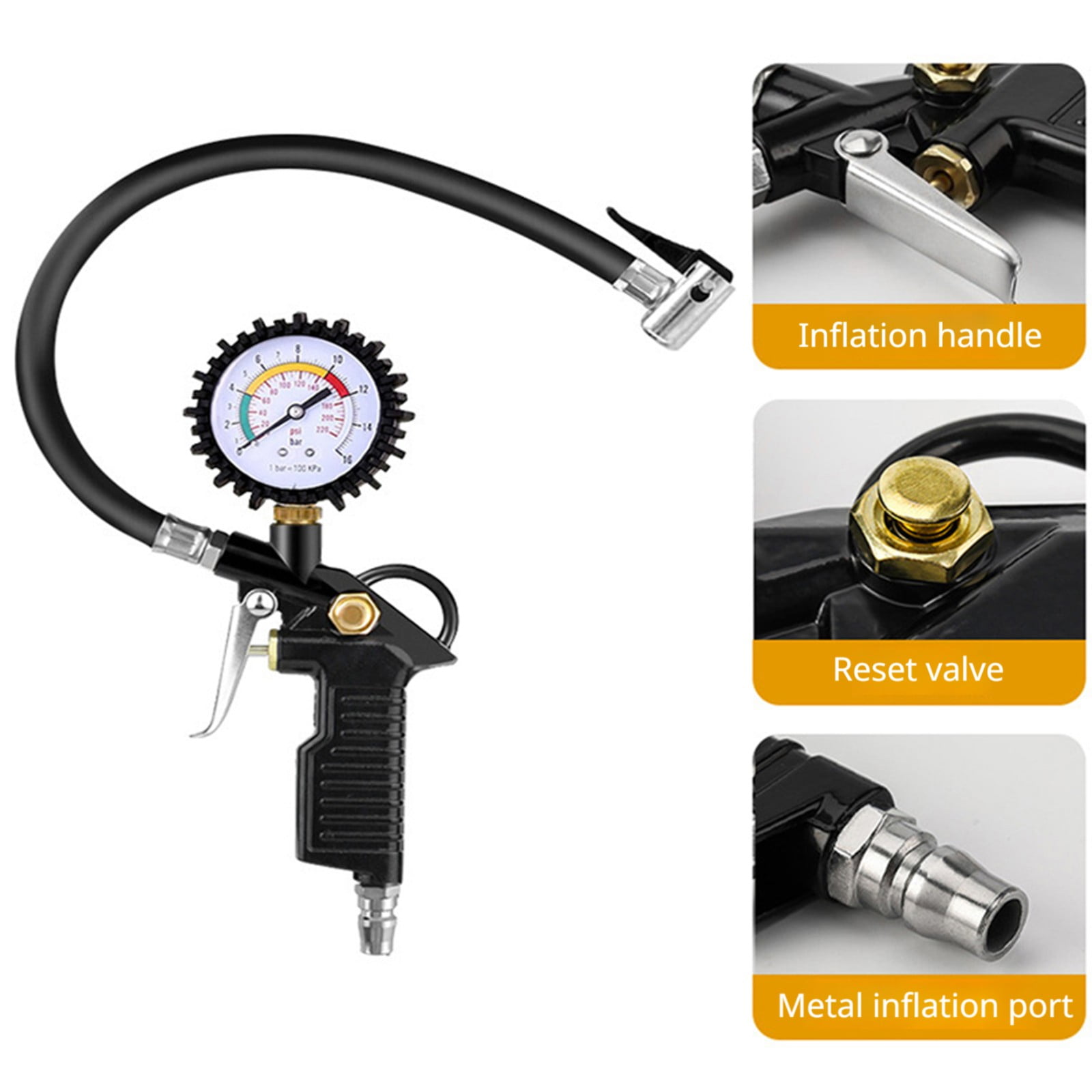 Tire Pressure Gauge, 220 PSI Car Tire Pressure, High Precision ...