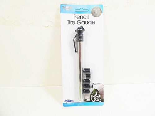 Tire Pressure Gauge 50 PSI Air Gauges Pen Pencil with 5 Stem Caps Tires ...