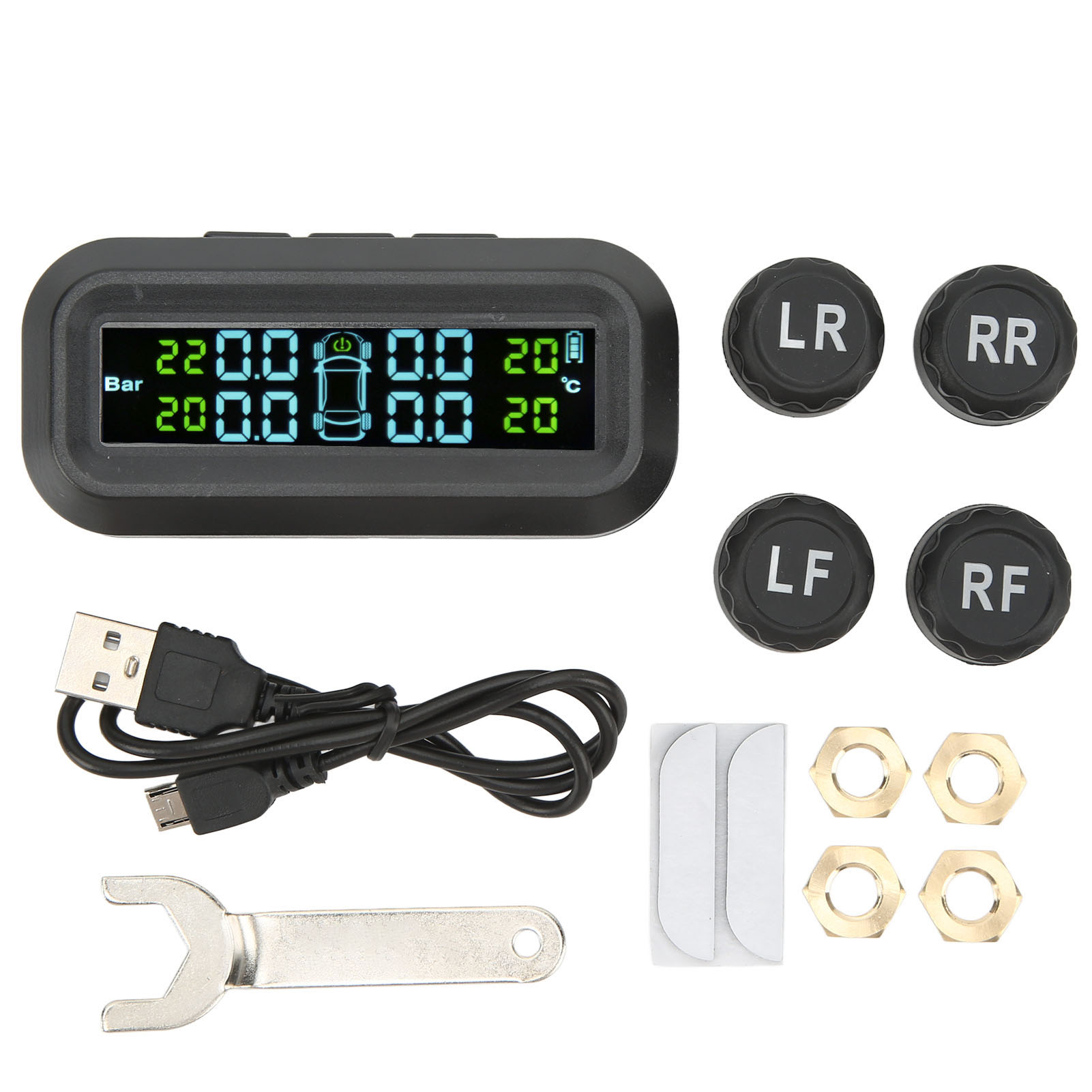 Tire Pressure Monitoring System High Efficiency Solar Power LCD Screen ...