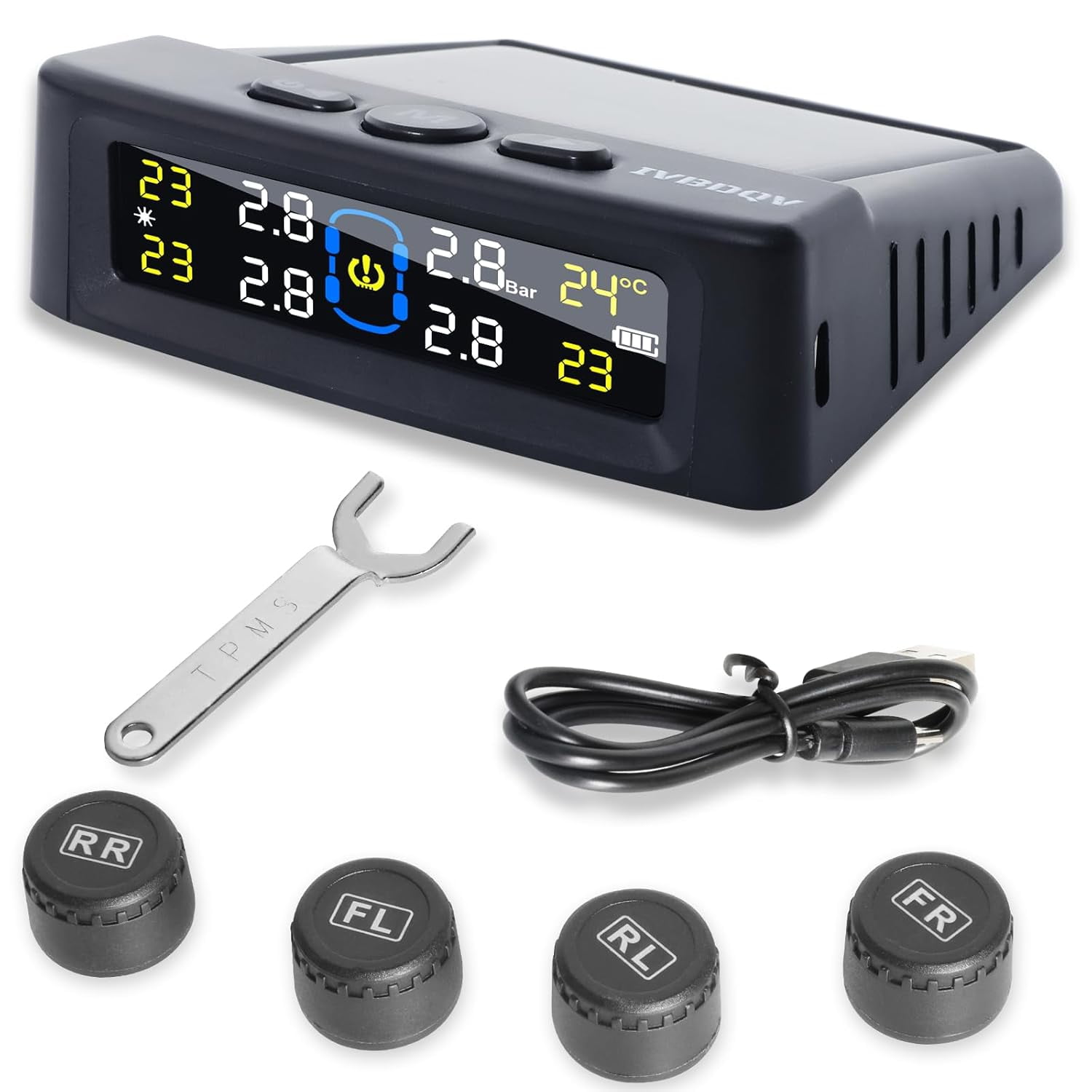 Tire Pressure Monitoring System,TPMS Tire Pressure Monitor System with Solar Charge or USB, Tire ...