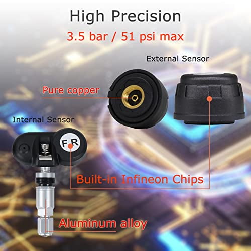 Tire Pressure Monitoring System Wireless Solar TPMS, Tire Pressure Monitor with 4 Sensors Real ...