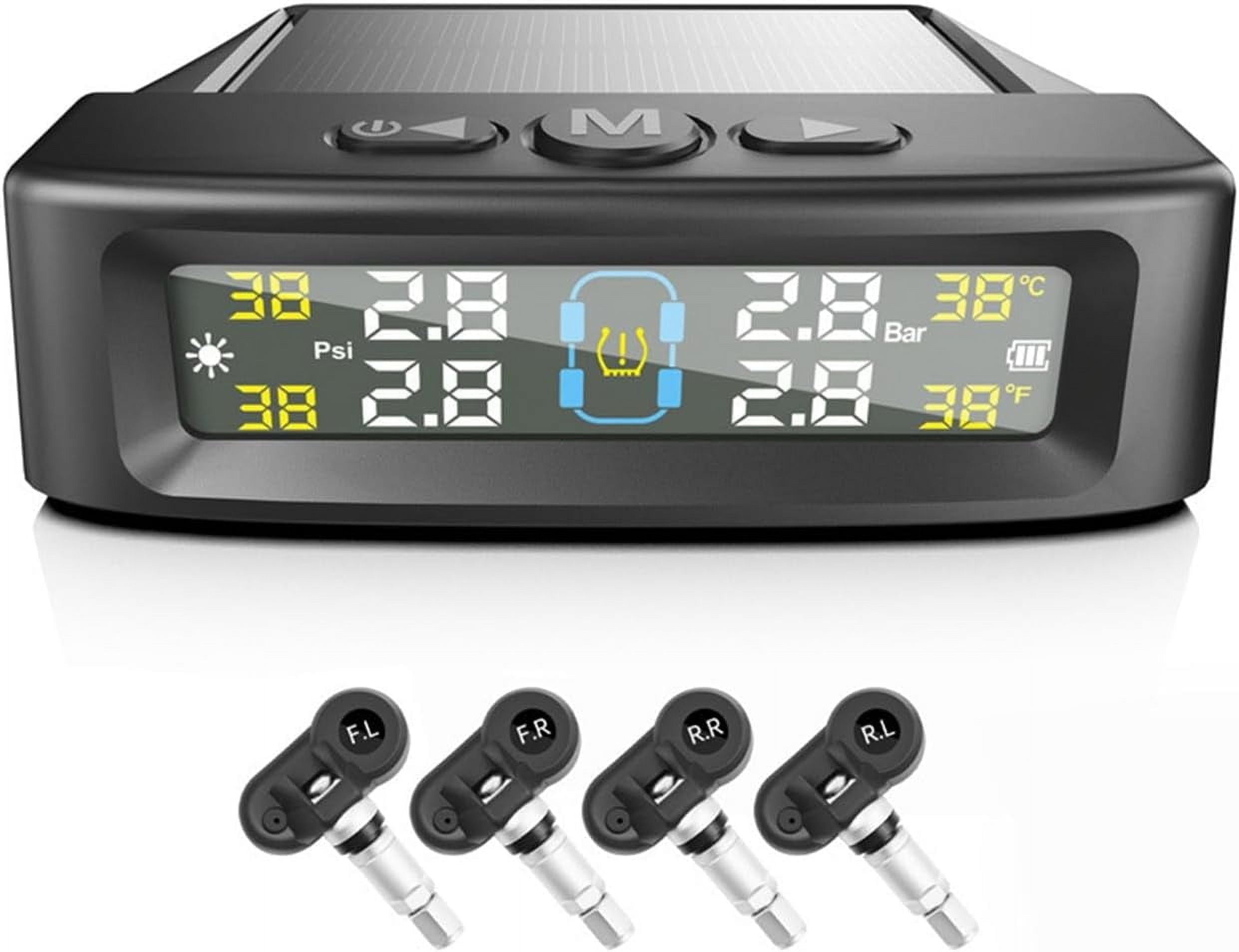 RV Tire Pressure Monitoring System, Tire Pressure Monitor with Solar Charge ,LCD Display, Auto ...