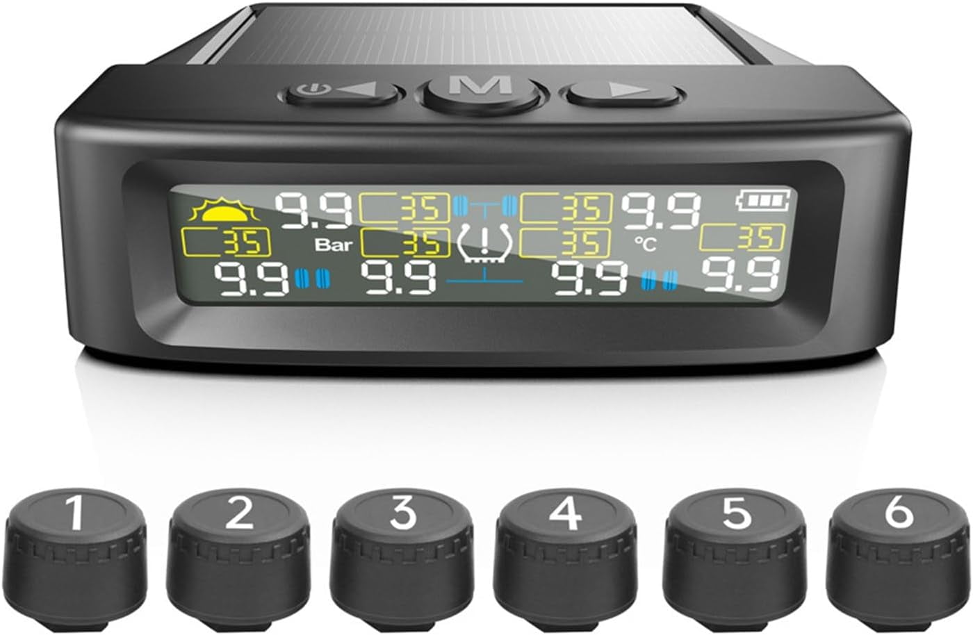 Tire Pressure Monitoring System, Wireless TPMS Tire Pressure Monitor System with Solar Charger ...