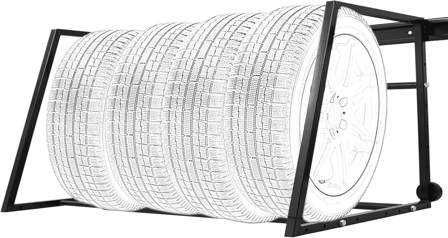 Tire Rack Wall Mount Steel Heavy-Duty Adjustable 32”-58” Wide - Multi ...