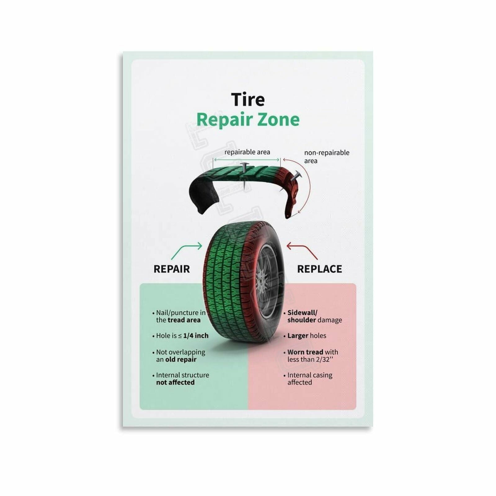 Tire Repair Or Replace Poster Auto Repair Shop Wall Art (1) Canvas ...