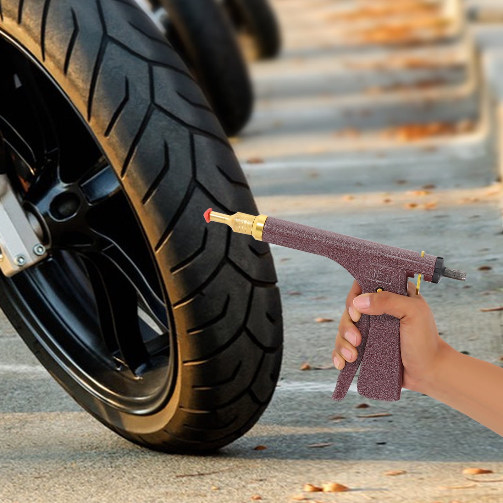 Tire Repair Tool Kit for Tubeless Tires – Spring-Loaded Inflator, No ...