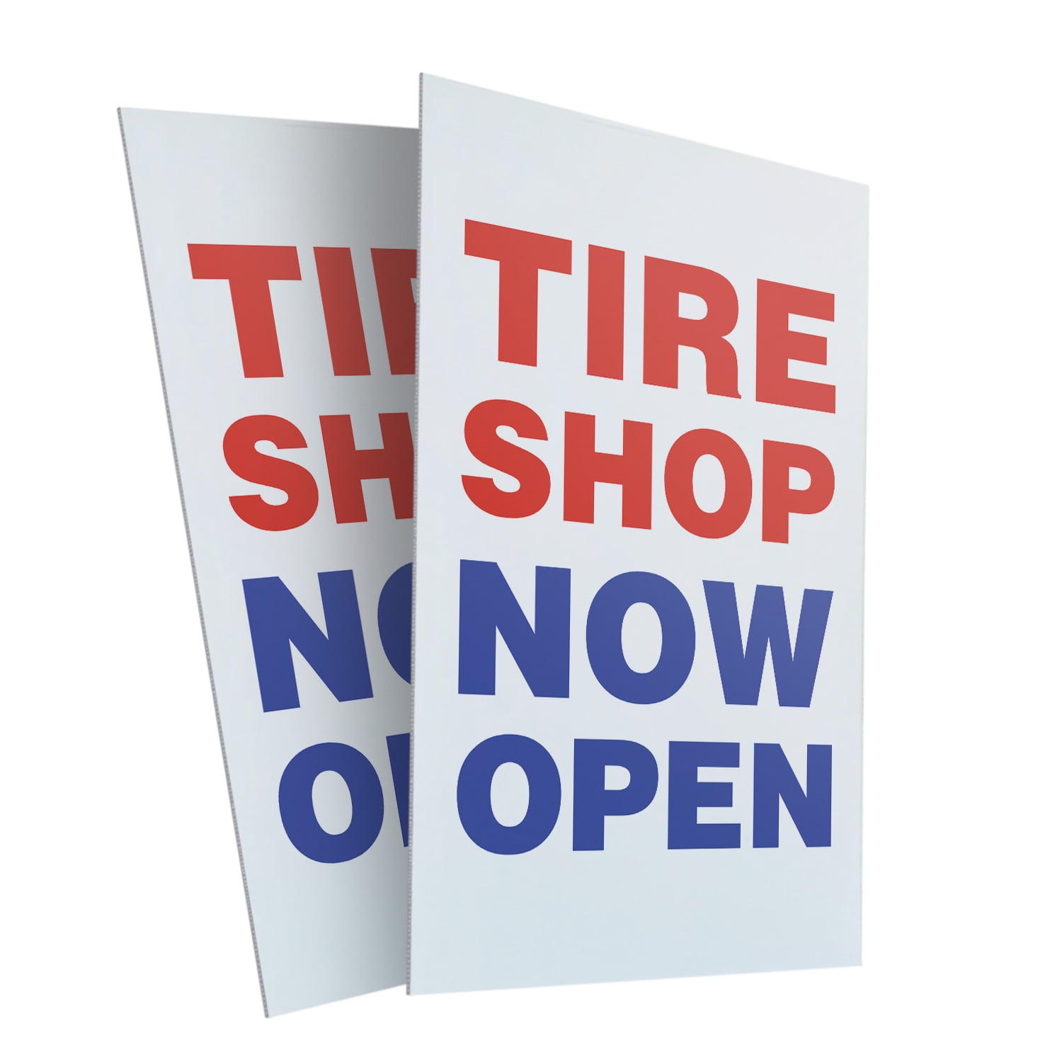 Tire Shop Now Open (2-Pack) 24 Inch x 36 Inch Plastic Signs | Sign ...
