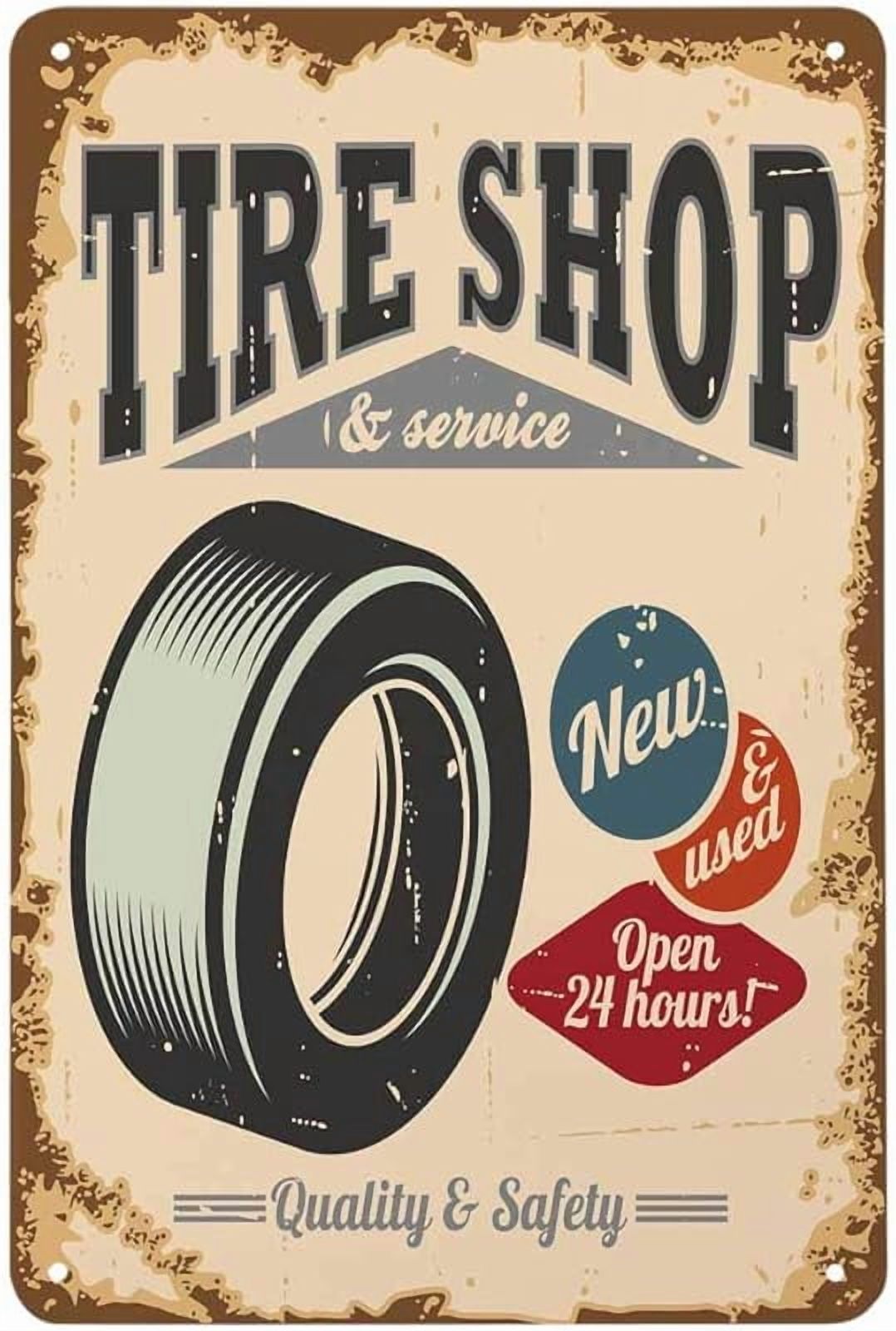 Tire Shop Tin Sign,Tire Service Vintage Metal Tin Signs for Cafes Bars ...