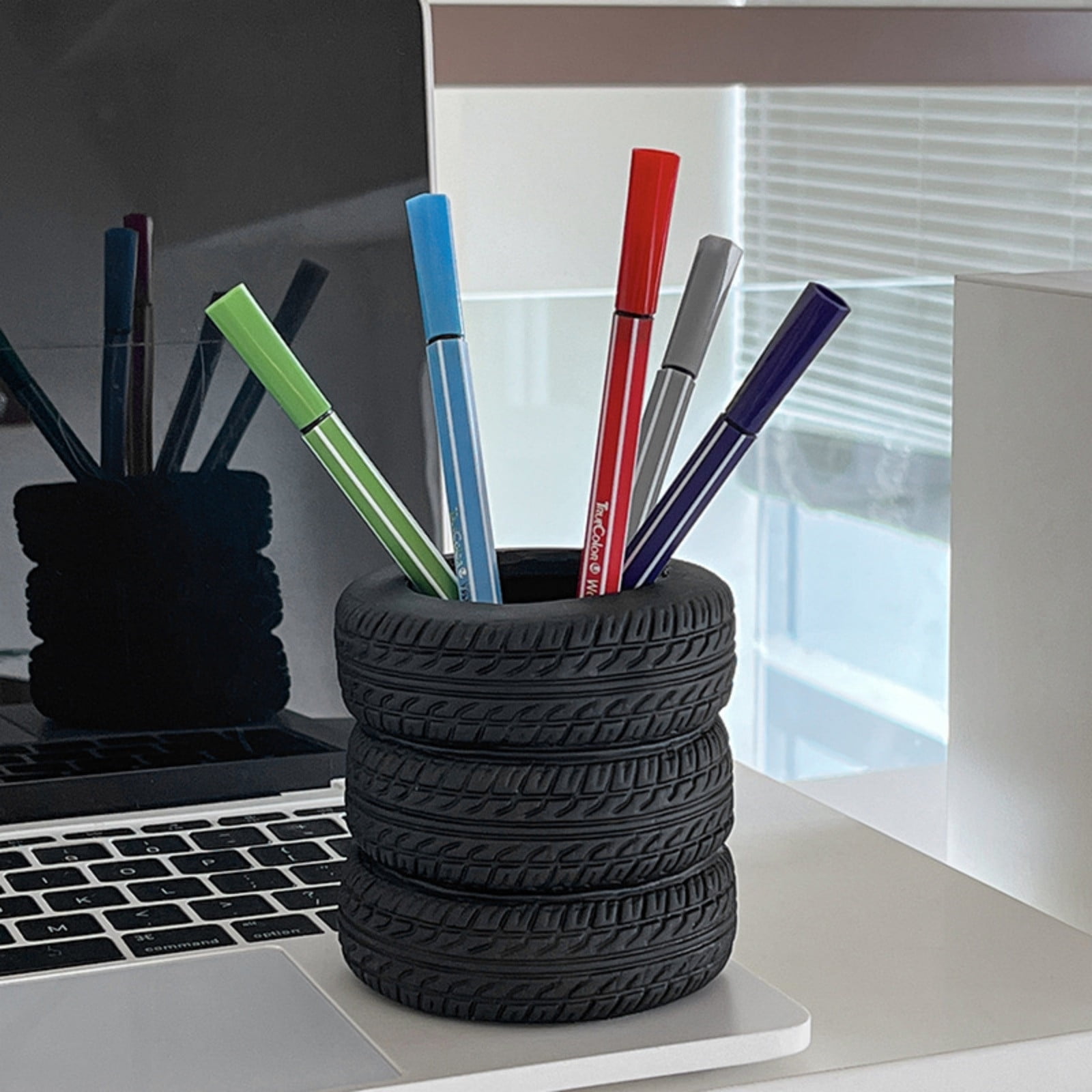 Tire Stack Design Pen Holder and Makeup Brush Organizer for Desk ...