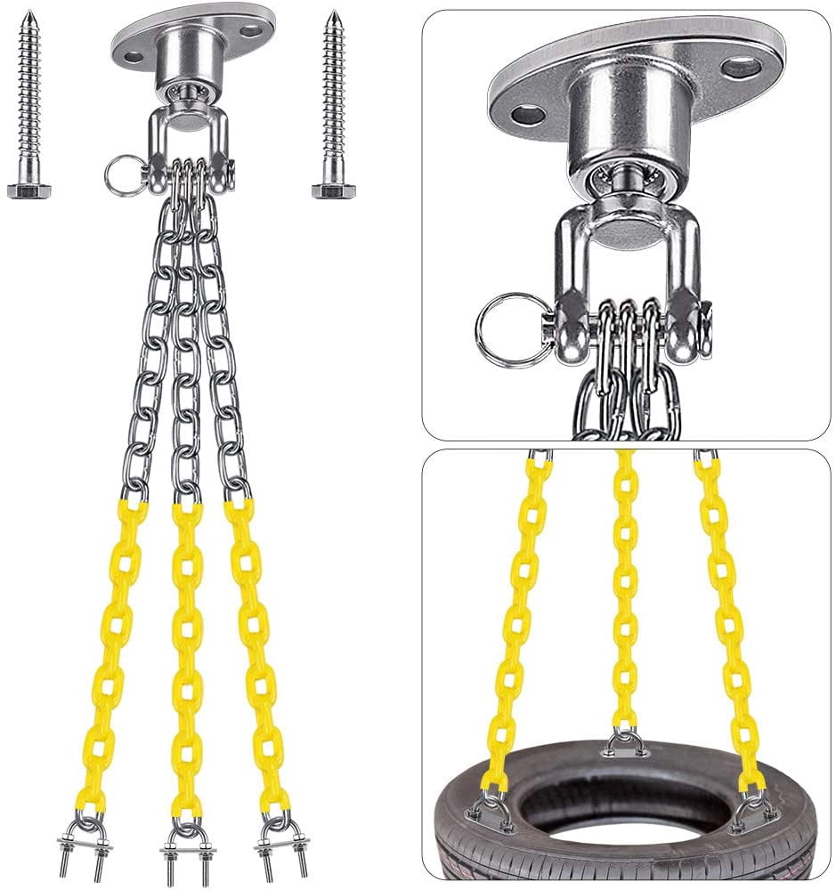 Tire Swing Kit - Heavy Duty Swing Hanger with Coated Chains and Hooks ...