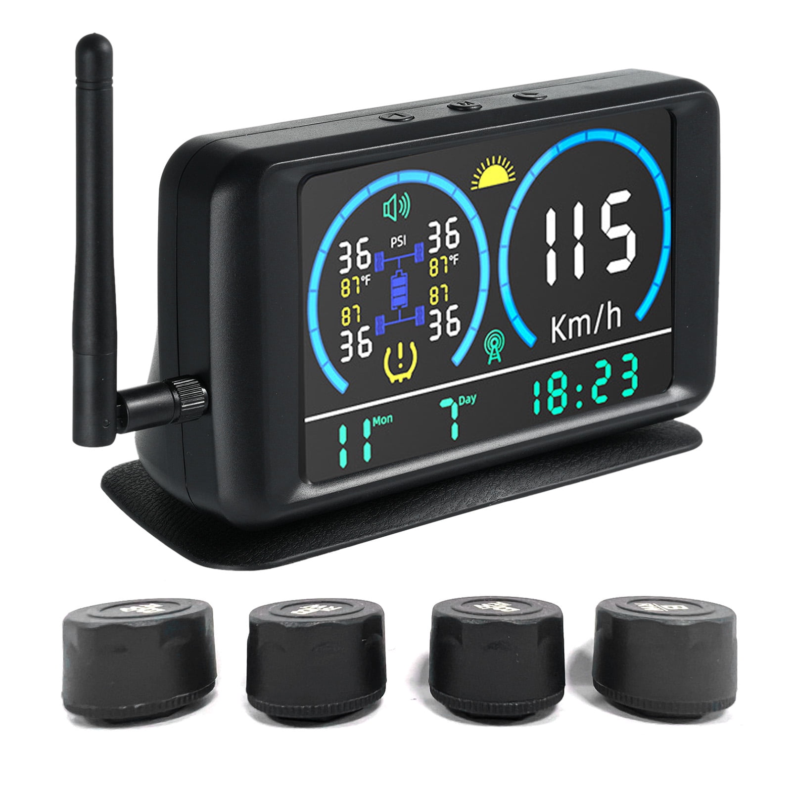 Tire Tire Pressure Monitoring System With 4 Sensors 4 Alarm Modes With ...