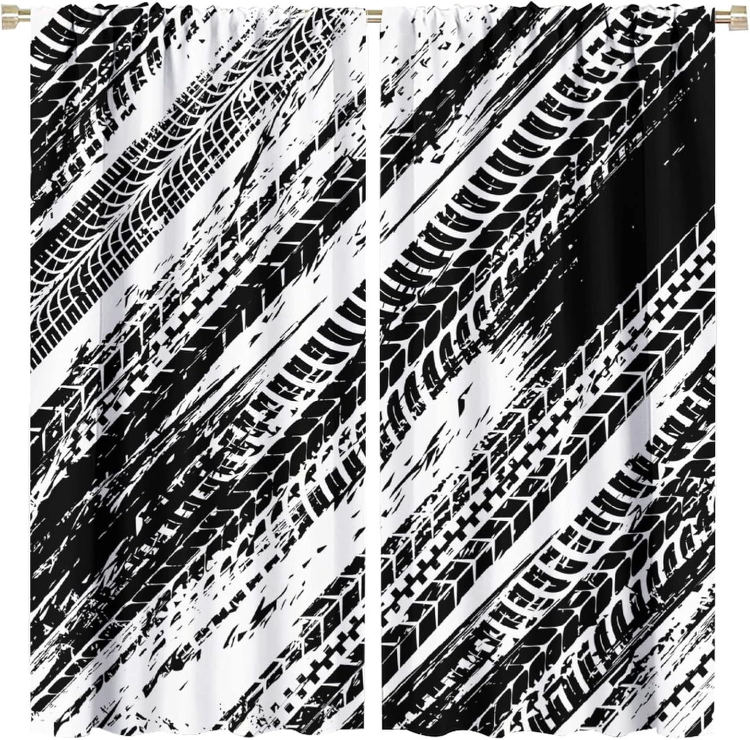 Tire Tracks Curtains Abstract Dirt Bike Tire Marks Black White Art ...