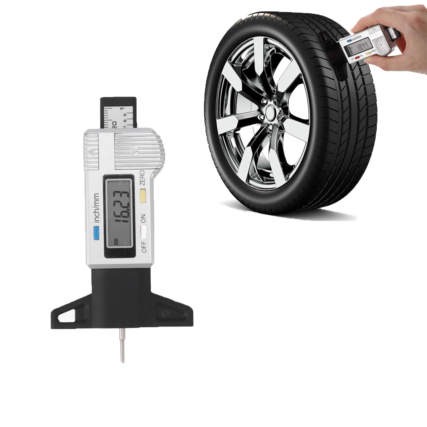 Tire Tread Depth Gauge Tool with LCD Display, Digital Tire Tread Depth ...