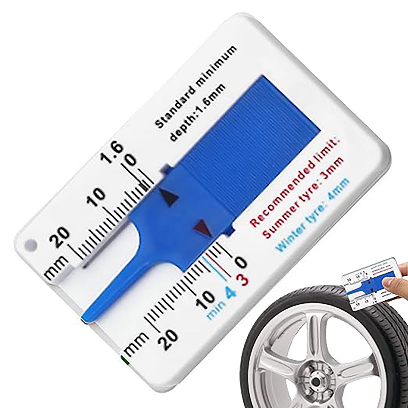 Tire Tread Depth Gauge, Vernier Caliper Measure, 0-20Mm Range, Portable ...