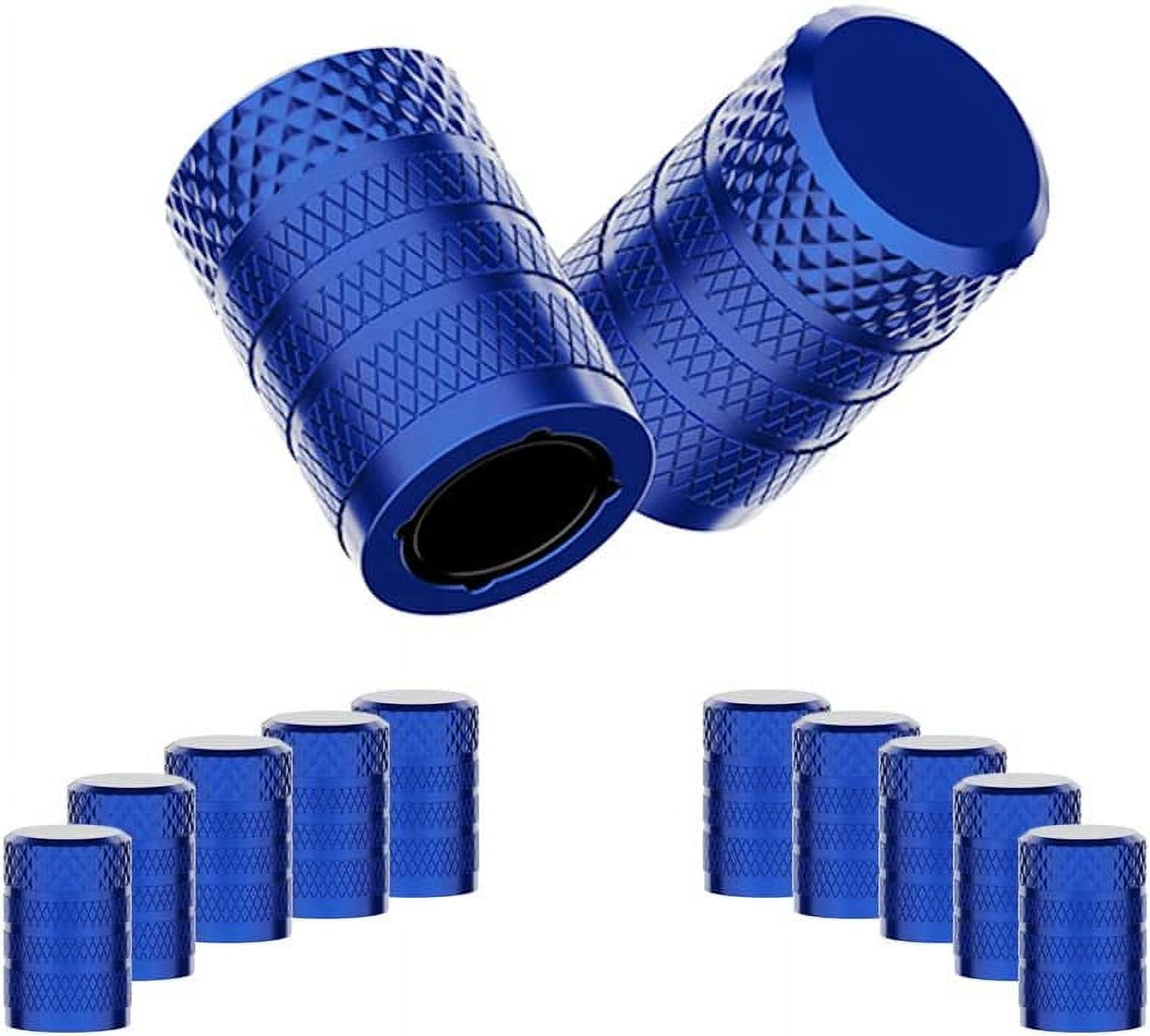Tire Valve Stem Caps, Blue, 10 pcs/Pack, Anodized Aluminum Tire Cap Set ...