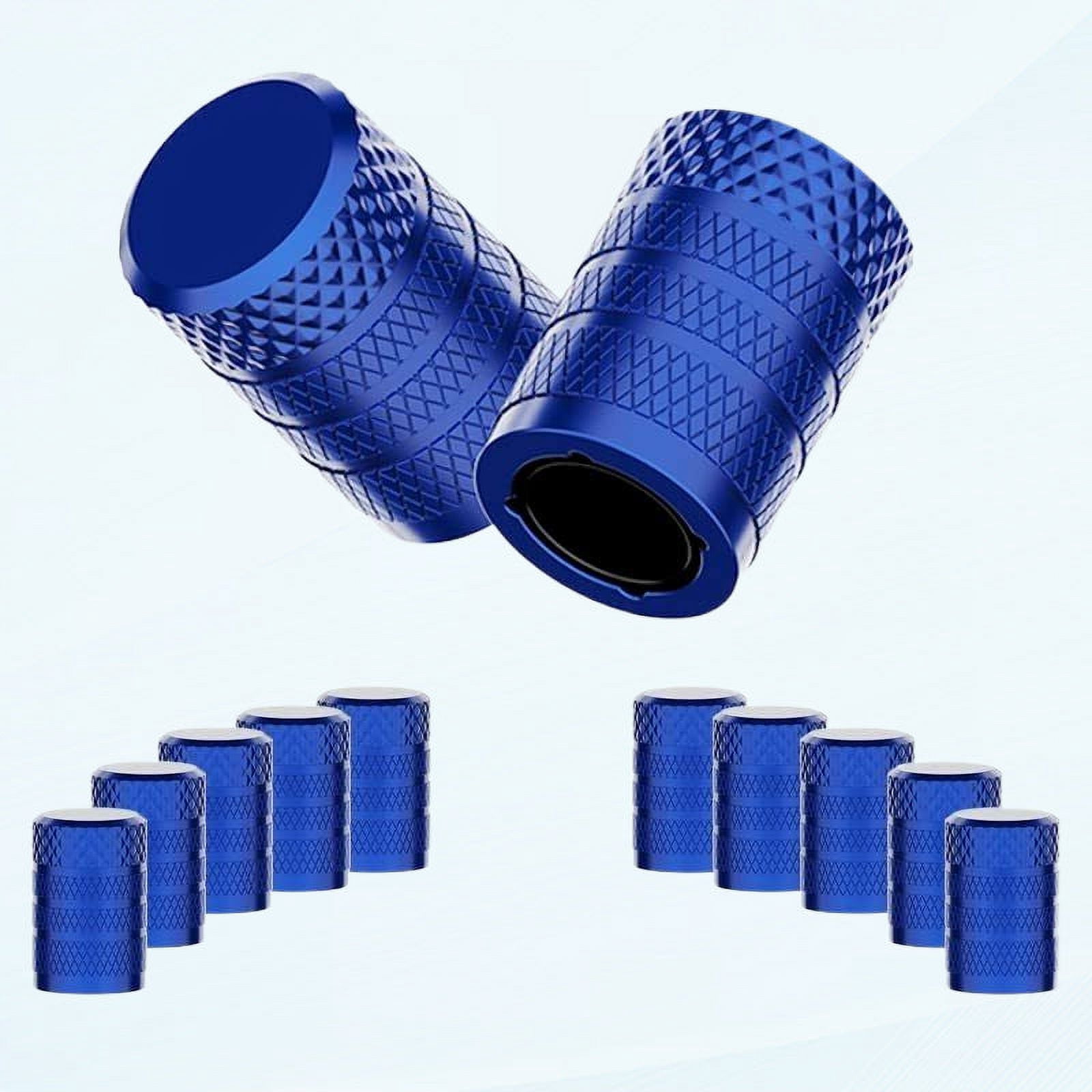 Tire Valve Stem Caps, Blue, 10 pcs/Pack, Anodized Aluminum Tire Cap Set ...