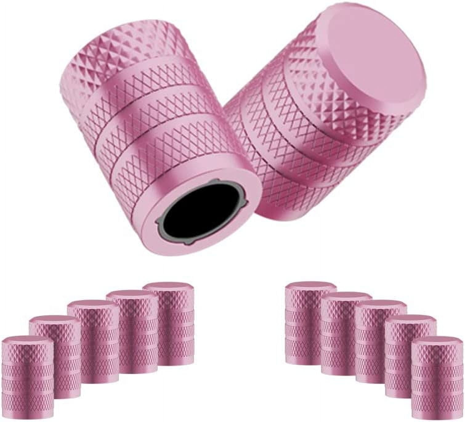 Tire Valve Stem Caps, Pink, 10 pcs/Pack, Anodized Aluminum Tire Cap Set ...