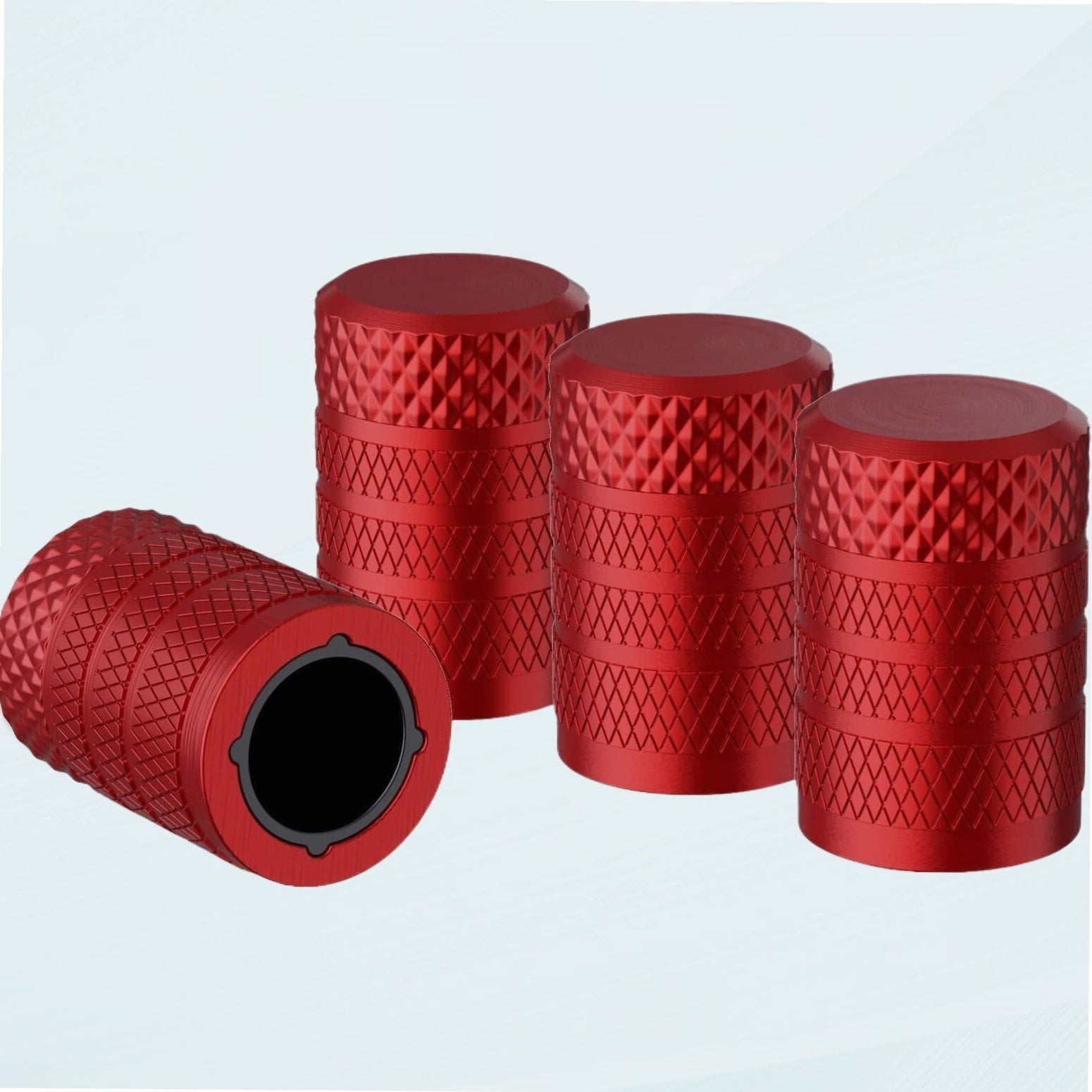 Tire Valve Stem Caps, Red, 4 pcs/Pack, Anodized Aluminum Tire Valve Cap Set, Corrosion Resistant ...
