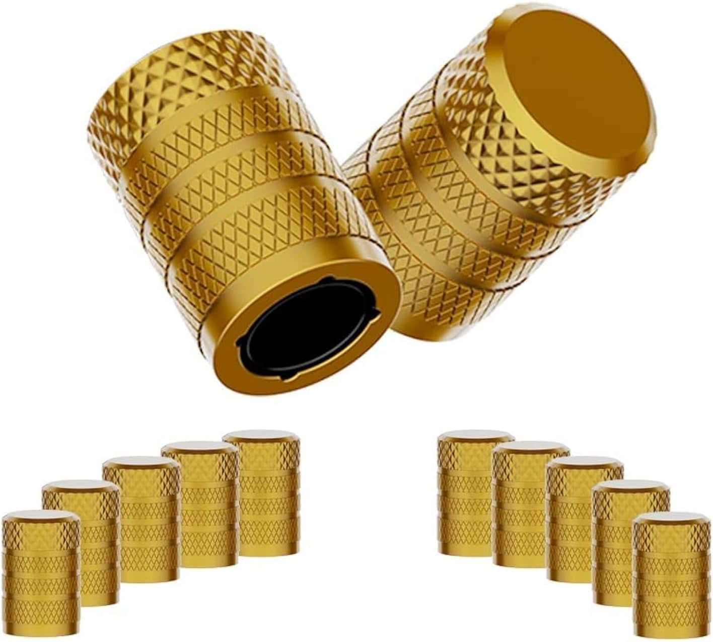 Tire Valve Stem Caps, Yellow, 10 pcs/Pack, Anodized Aluminum Tire Cap Set, Corrosion Resistant ...