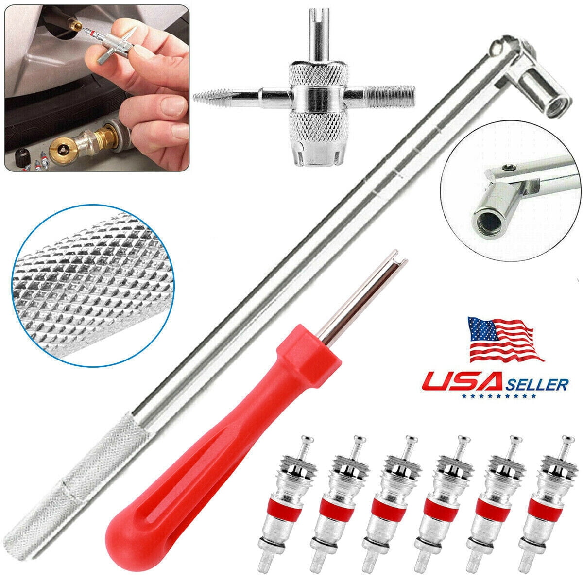 Tire Valve Stem installation HD Chrome Tool Puller Car Plug Core Remover Repair - Walmart.com