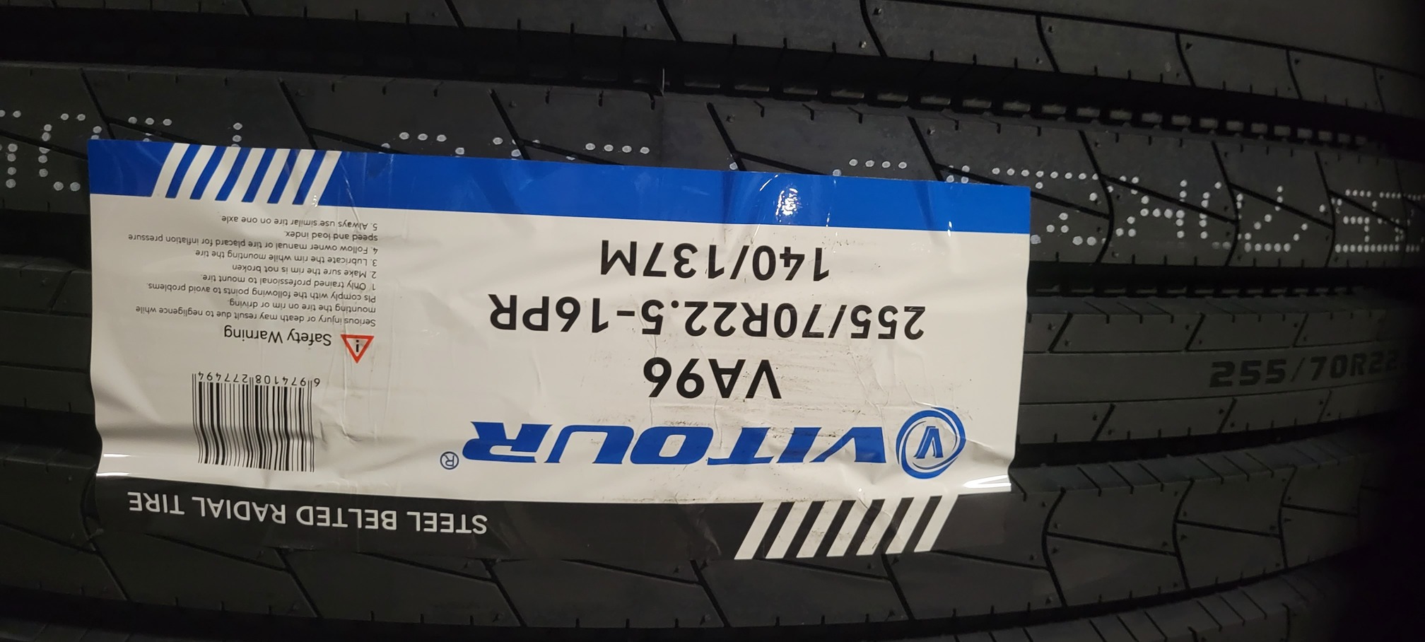 Tire Vitour VA96 255/70R22.5 Load H 16 Ply All Position Commercial ...