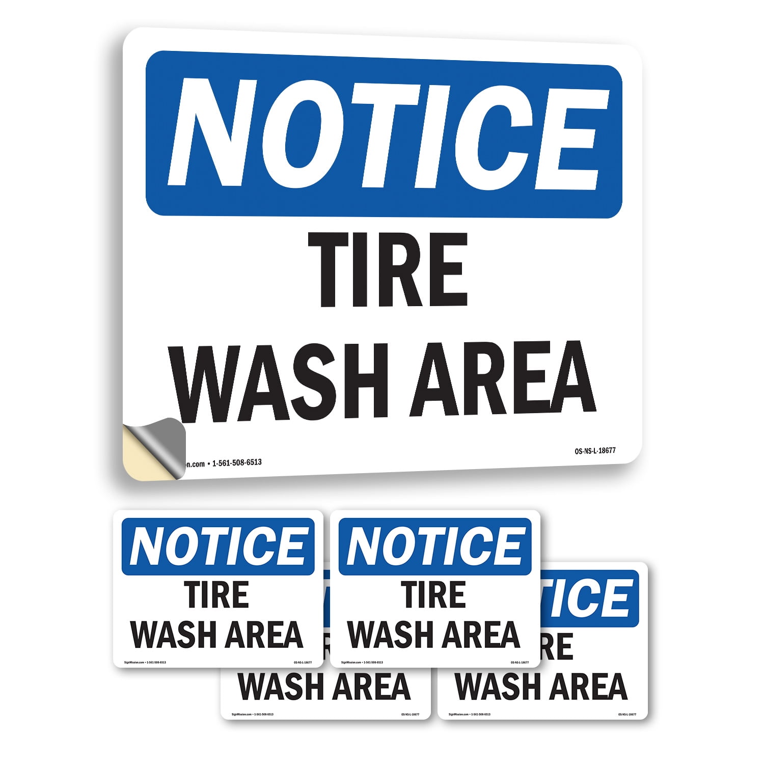 Tire Wash Area OSHA Notice Vinyl Decal Label 10 Inch x 7 Inch - 5 Pack ...
