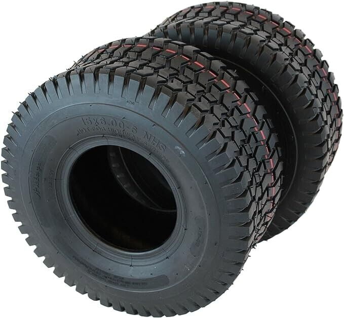 Tire & Wheel - (Set of 2) (ATW-001) 15x6.00-6NHS Lawn Mower Tires, 4 ...