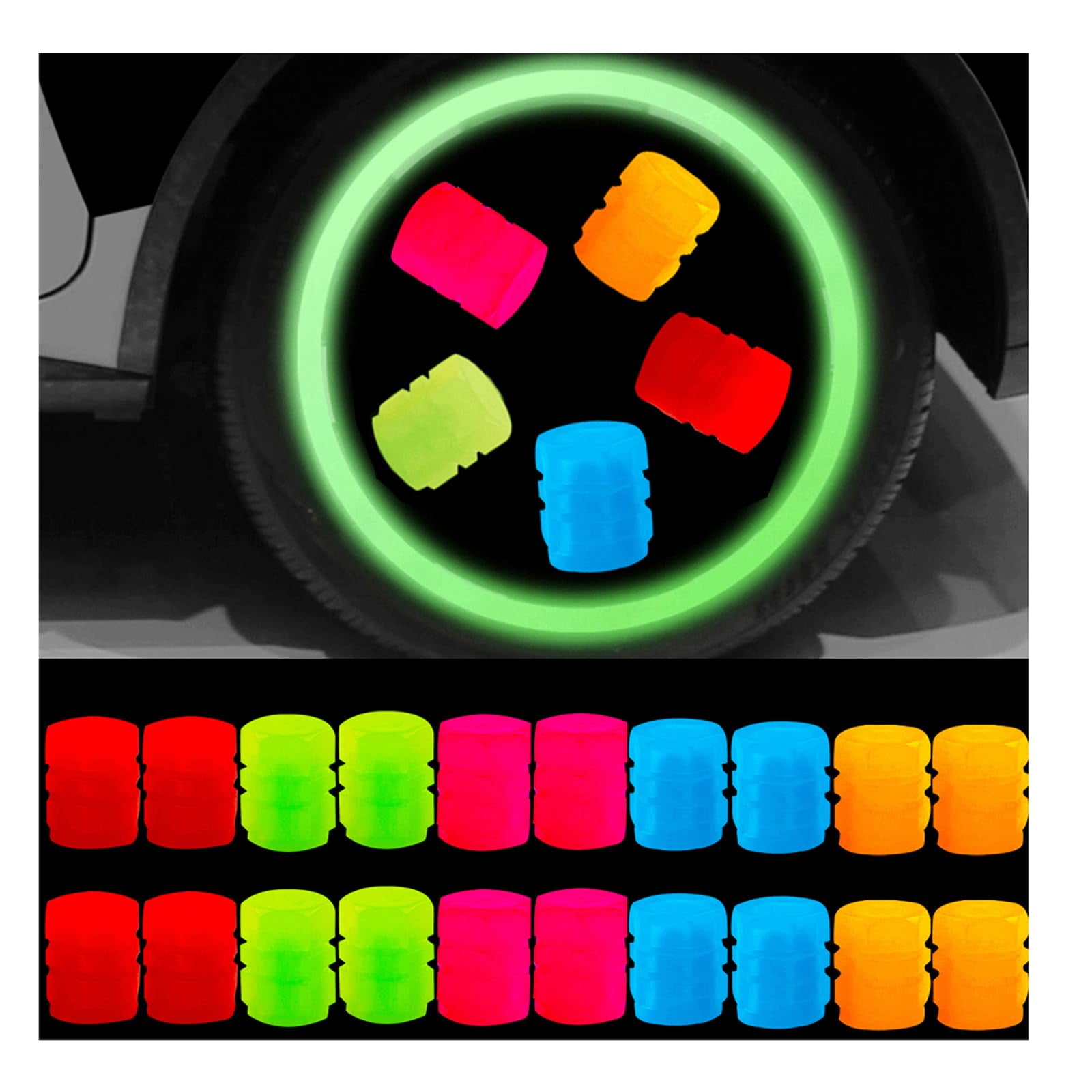 Tire air caps, Glowing tire Valve caps, Universal tire caps for Cars ...