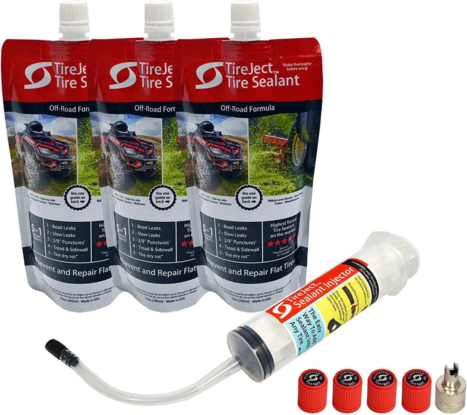 TireJect Lawn Mower Off-Road Tire Sealant - Flat Tire Protection Kit ...