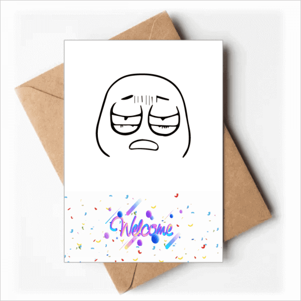 Tired Black Cute Chat Face Pattern Welcome Back Greeting Cards ...