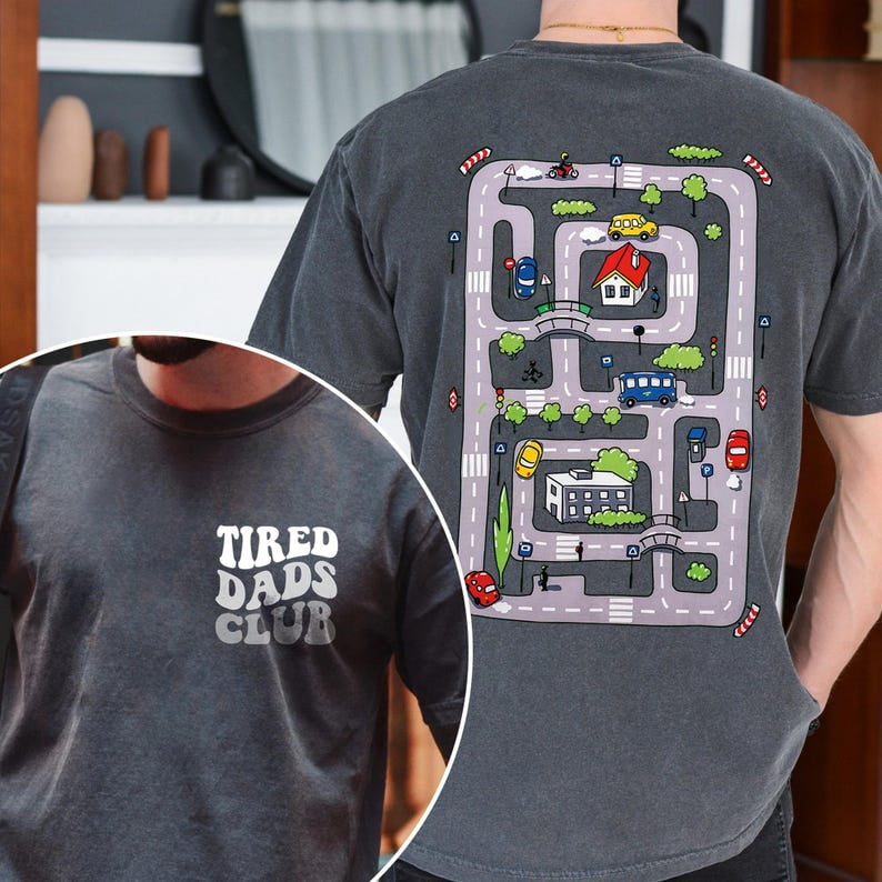 Tired Dads Club Shirt, Race Track Playmat Shirt for Dad, Father's Day ...