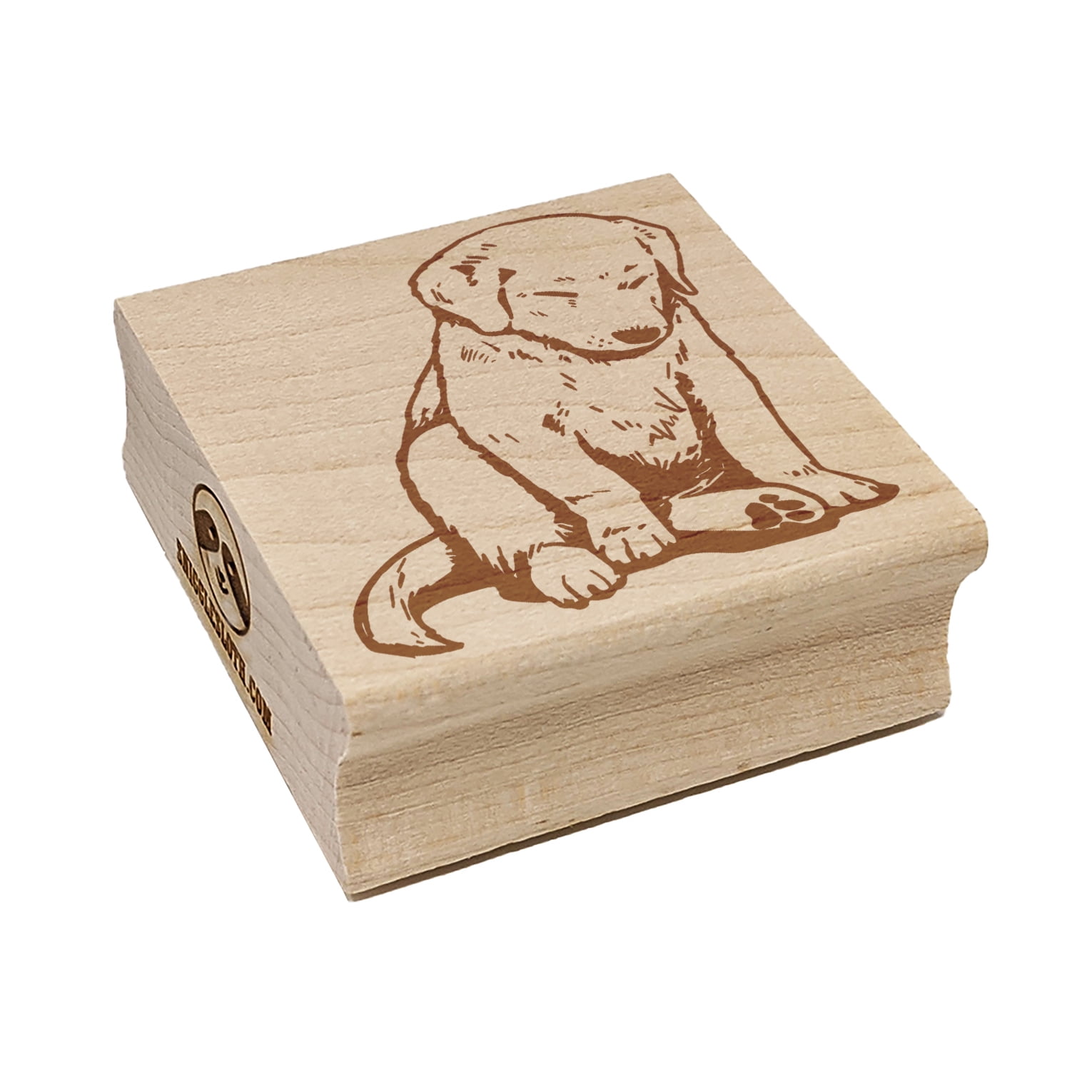Tired Puppy Dog Sitting Sleeping Square Rubber Stamp Stamping ...