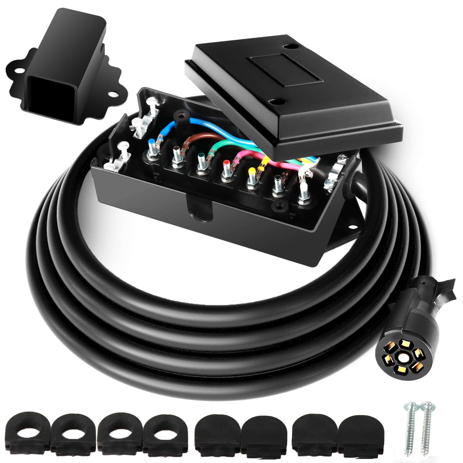 Tirol 7 Pin Trailer RRF12 Wiring Harness, 8ft Trailer Wire Harness 7 ...