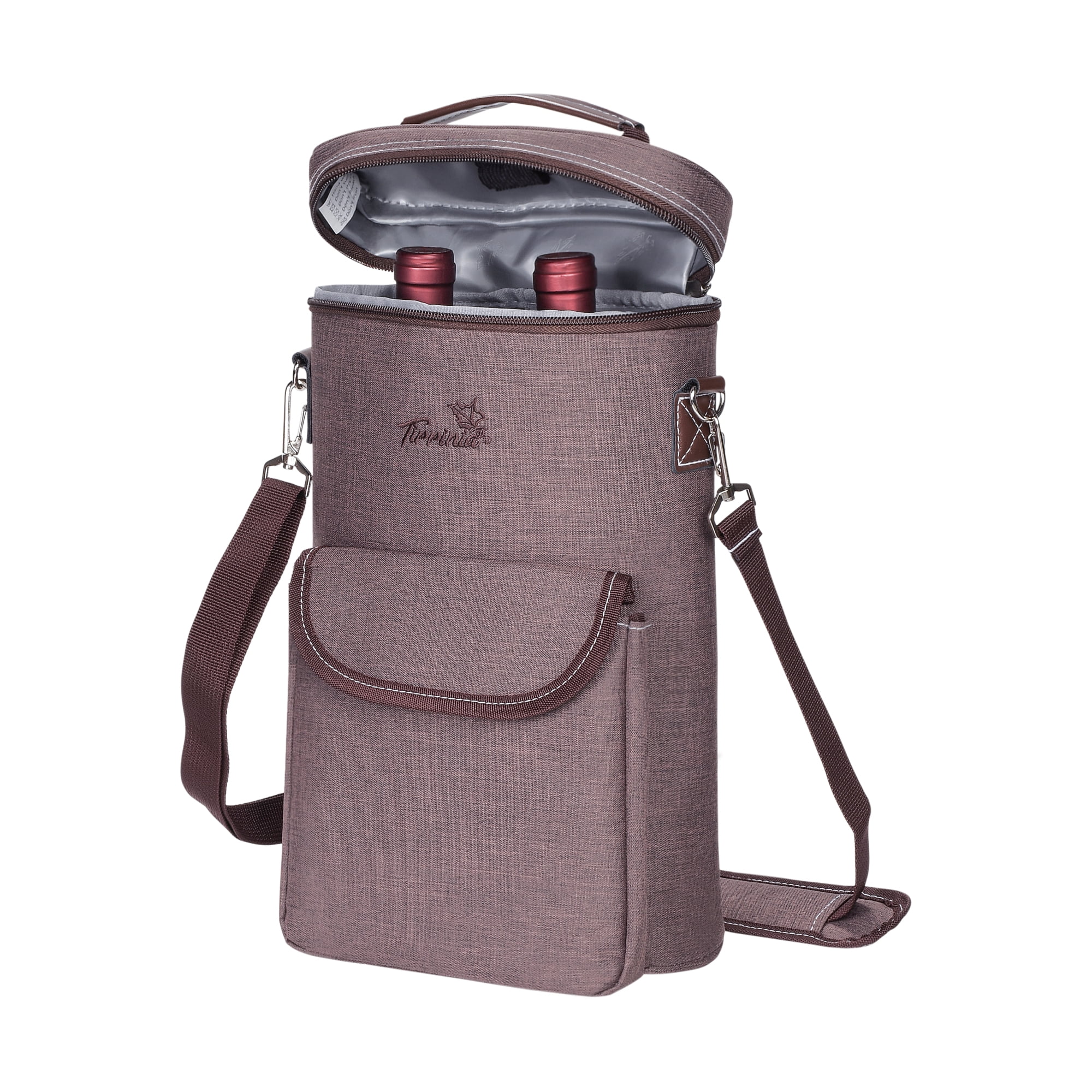 Tirrinia 2 Bottle Wine Tote Carrier, Leakproof, Insulated and Padded ...