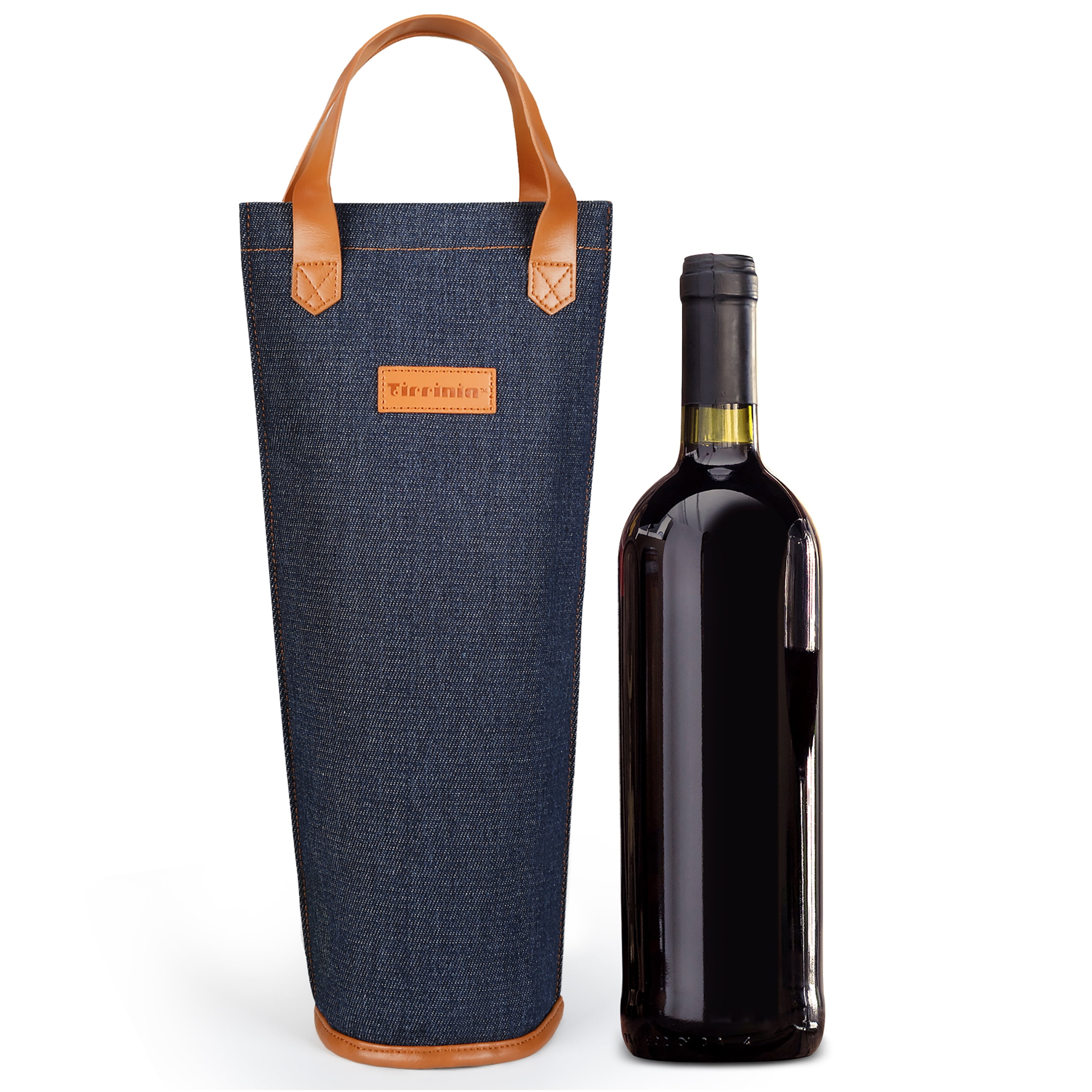 Tirrinia Demin Single Wine Cooler Bags - Insulated Padded Portable Wine ...