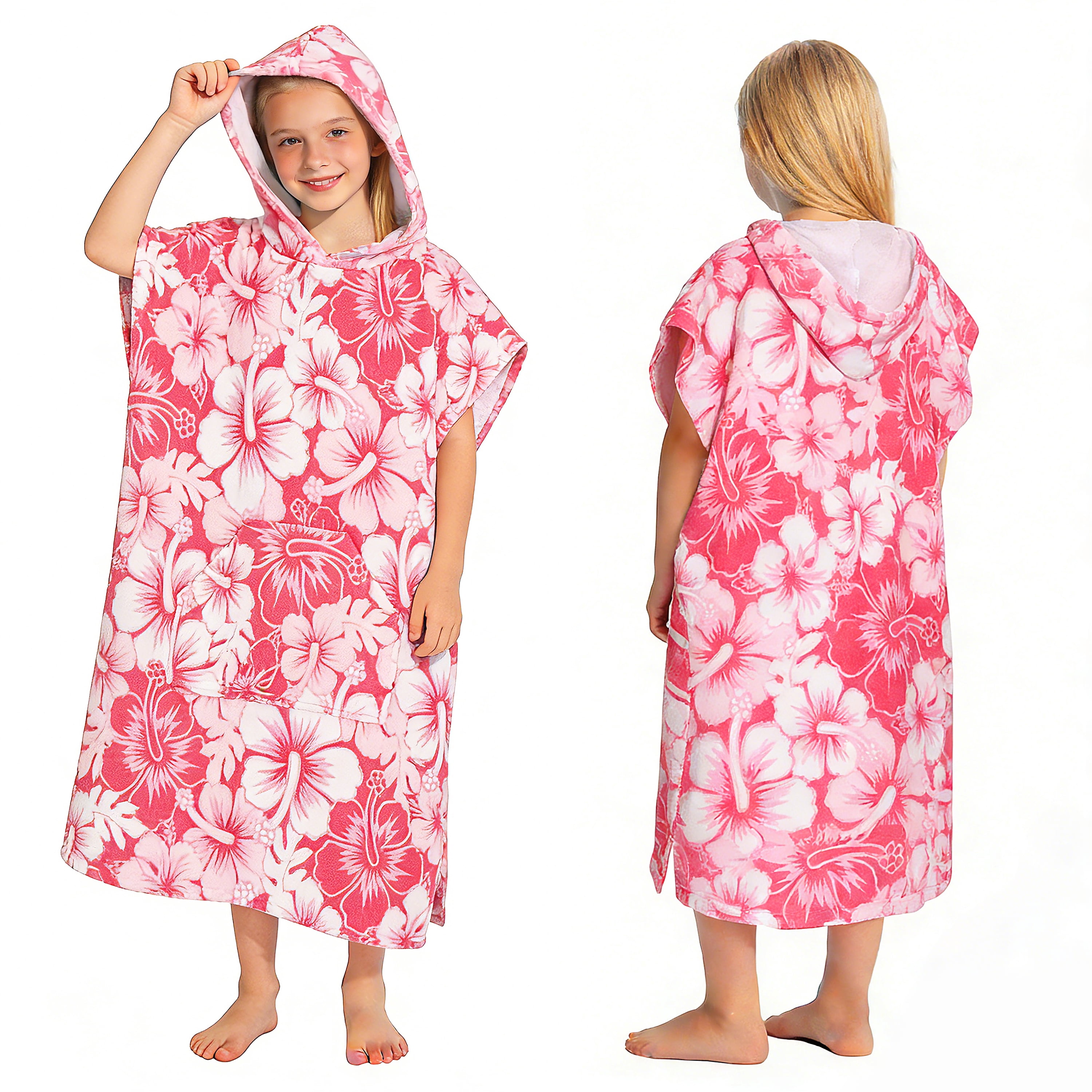 Tirrinia Kids Hooded Poncho Towel for Surf Swim, Absorbent Beach ...