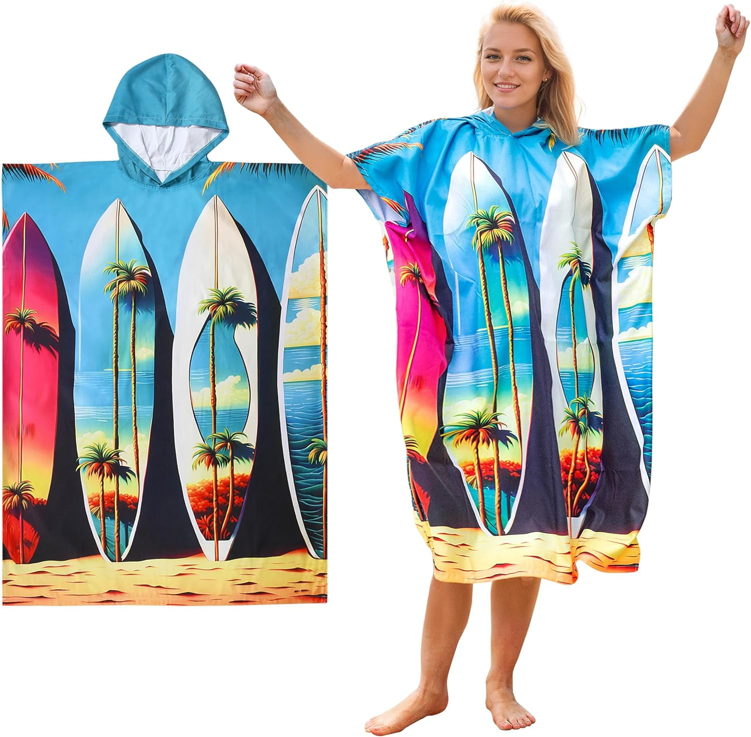 Tirrinia Surf Poncho Changing Towel Summer Swim Robe, Portable Dressing ...