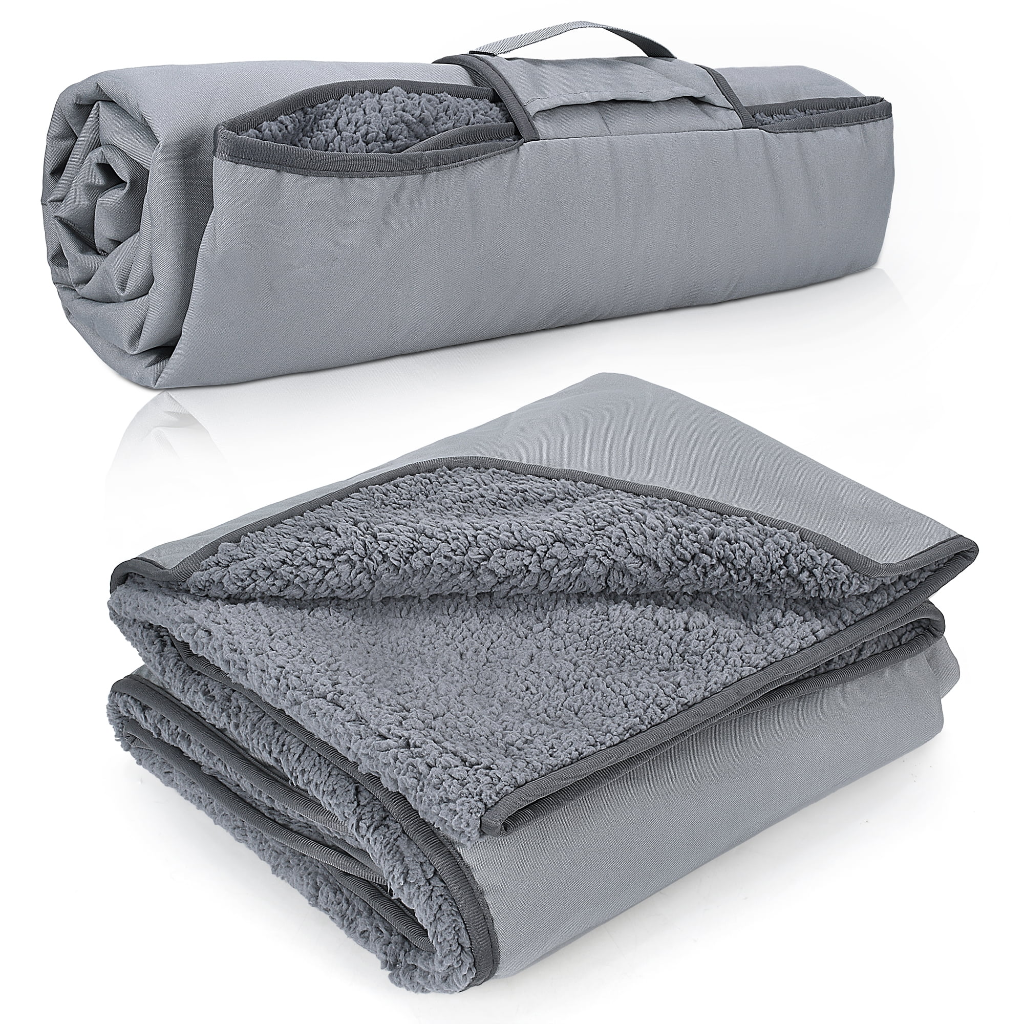 Tirrinia Waterproof Outdoor Blanket, Sherpa Lined, Windproof, Foldable ...