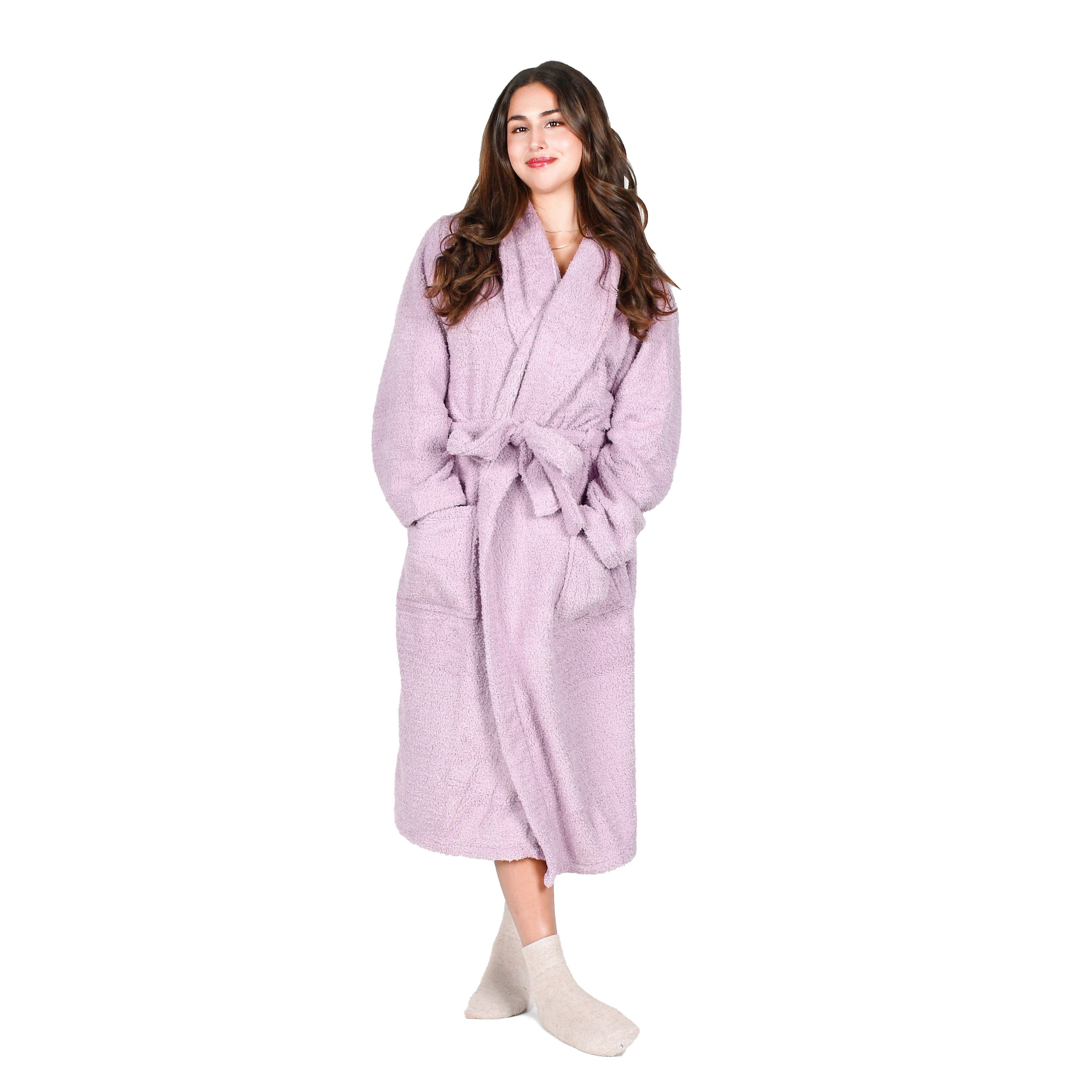 Tirrinia Women's Plush Soft Robe, Fluffy, Warm, and Fleece Sherpa ...